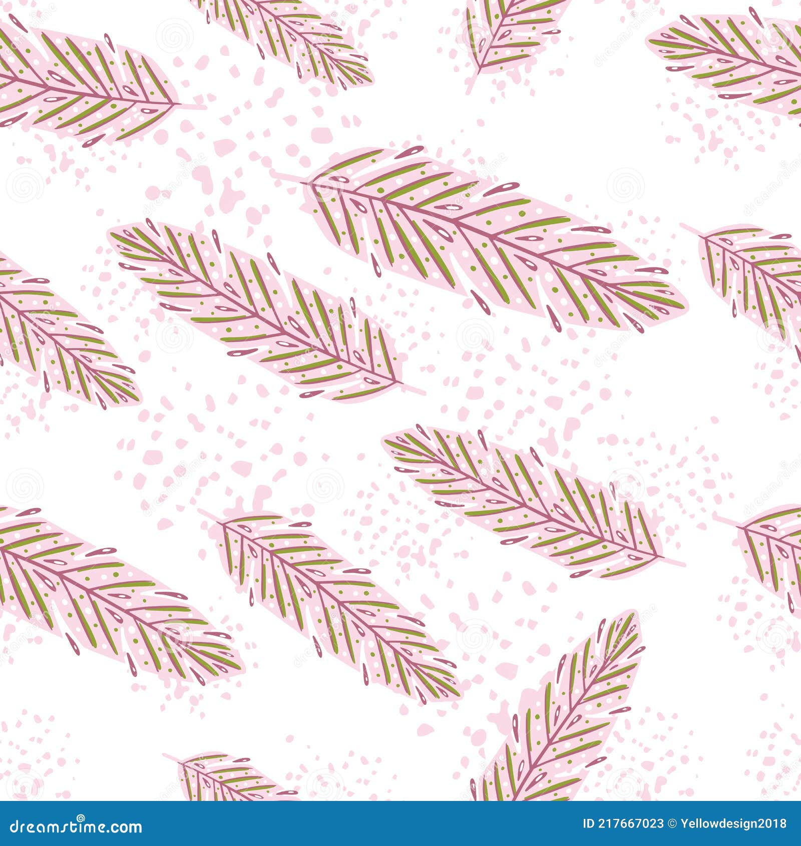 Pink Random Geather Elements Seamless Doodle Pattern. Isolated Print on ...