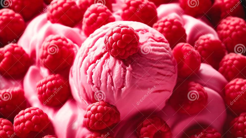 Pink Raspberry Ice Cream Surface Stock Illustration - Illustration of ...