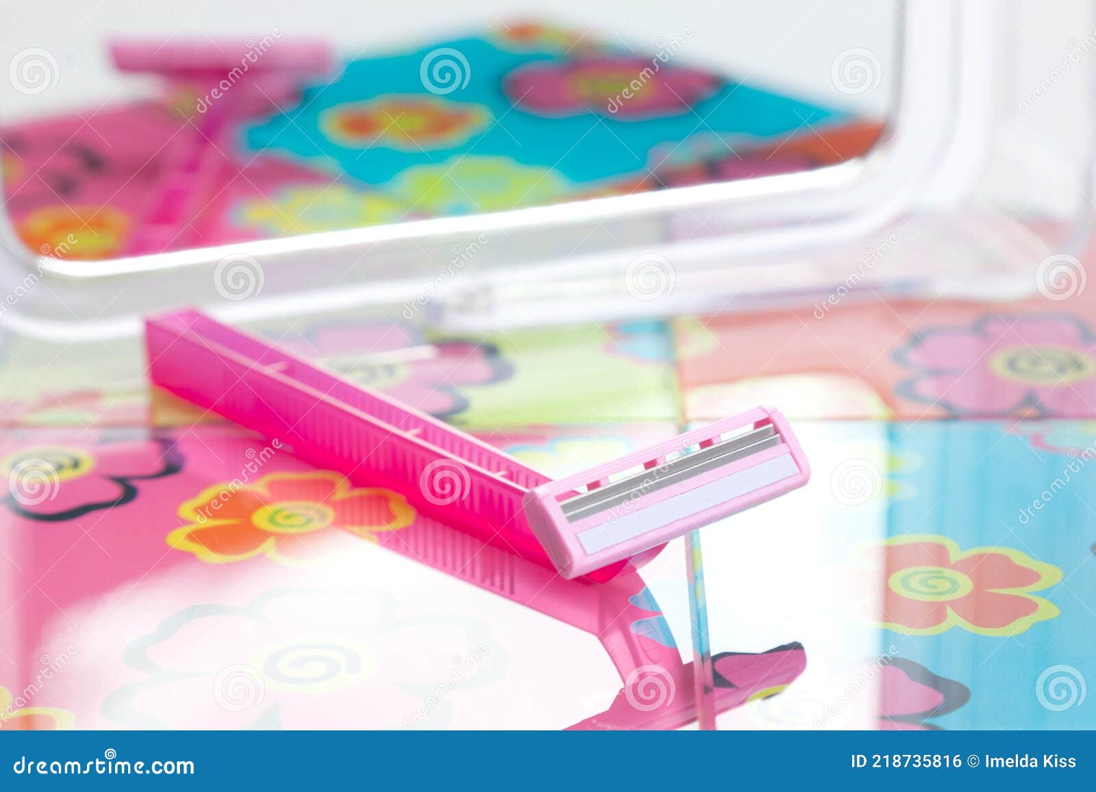 A Pink Razor Front of a Mirror Stock Photo - Image of razor, cosmetics ...