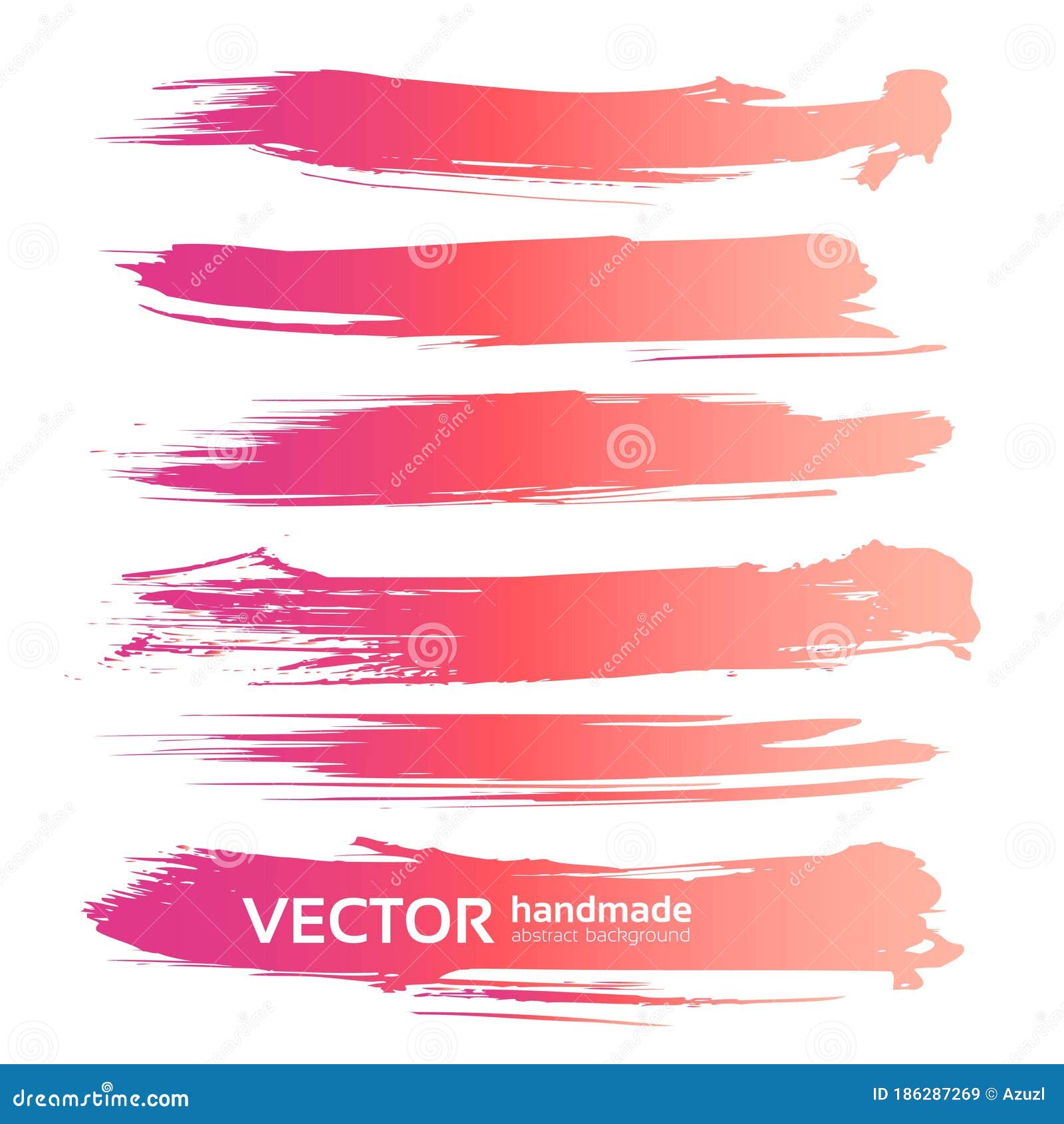 Pink Realistic Abstract Textured Strokes Vector Objects on a White ...