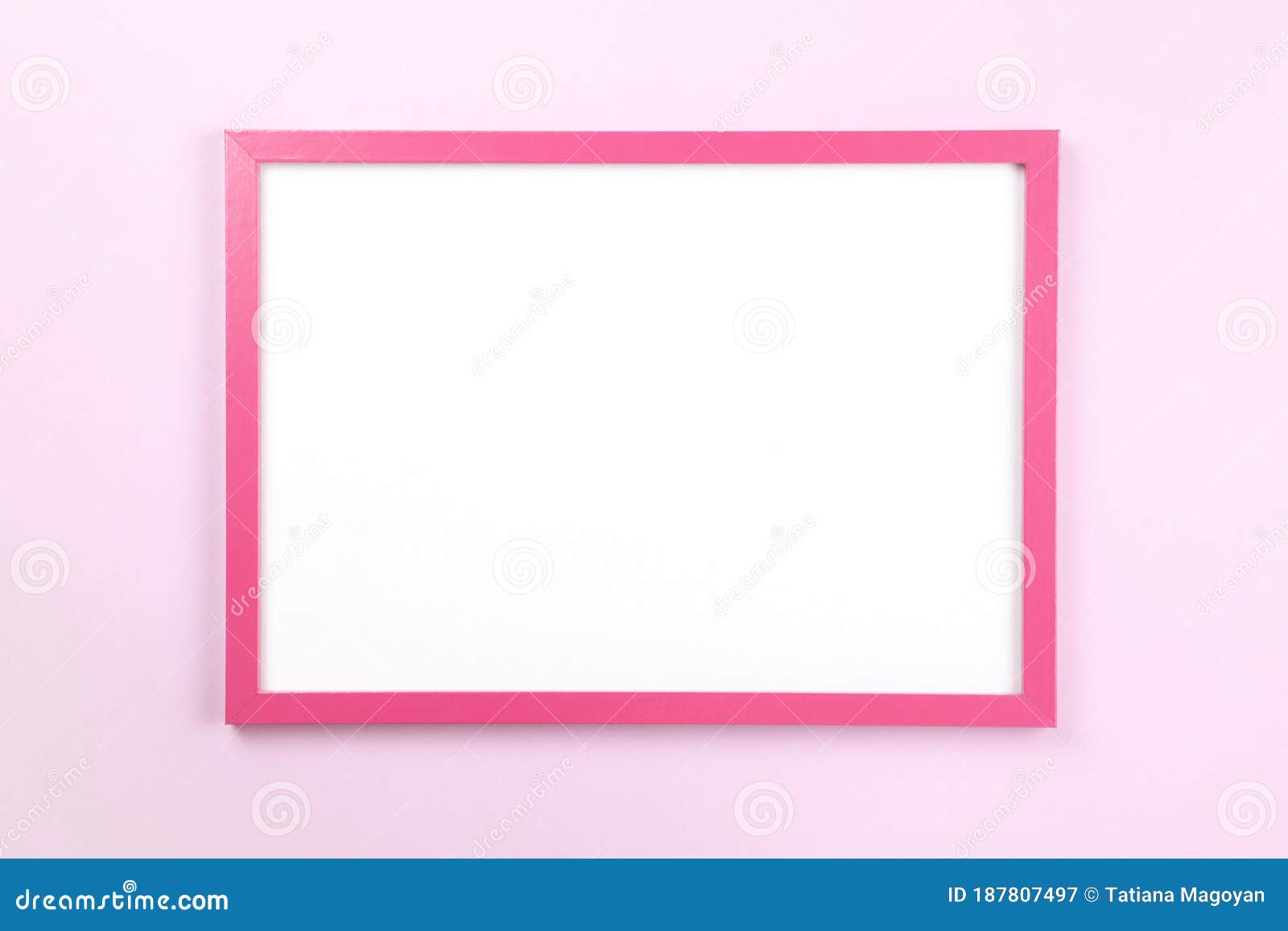 Pink Rectangular Frame with Empty Clean White Center on Pastel Pink ...