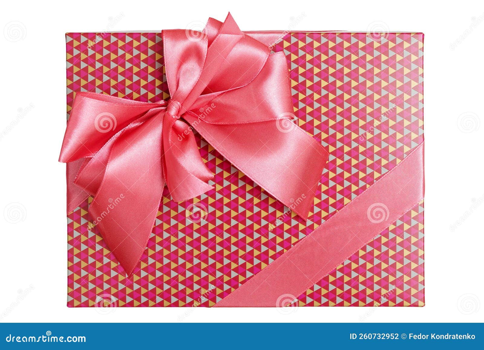 Pink Rectangular Gift Box Shot from Above Isolated on White Stock Photo ...