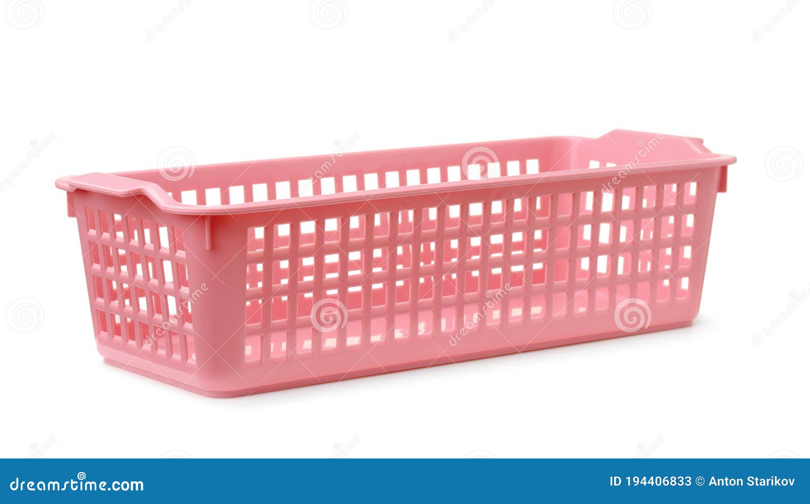 Pink Rectangular Plastic Storage Basket Stock Image - Image of capacity ...
