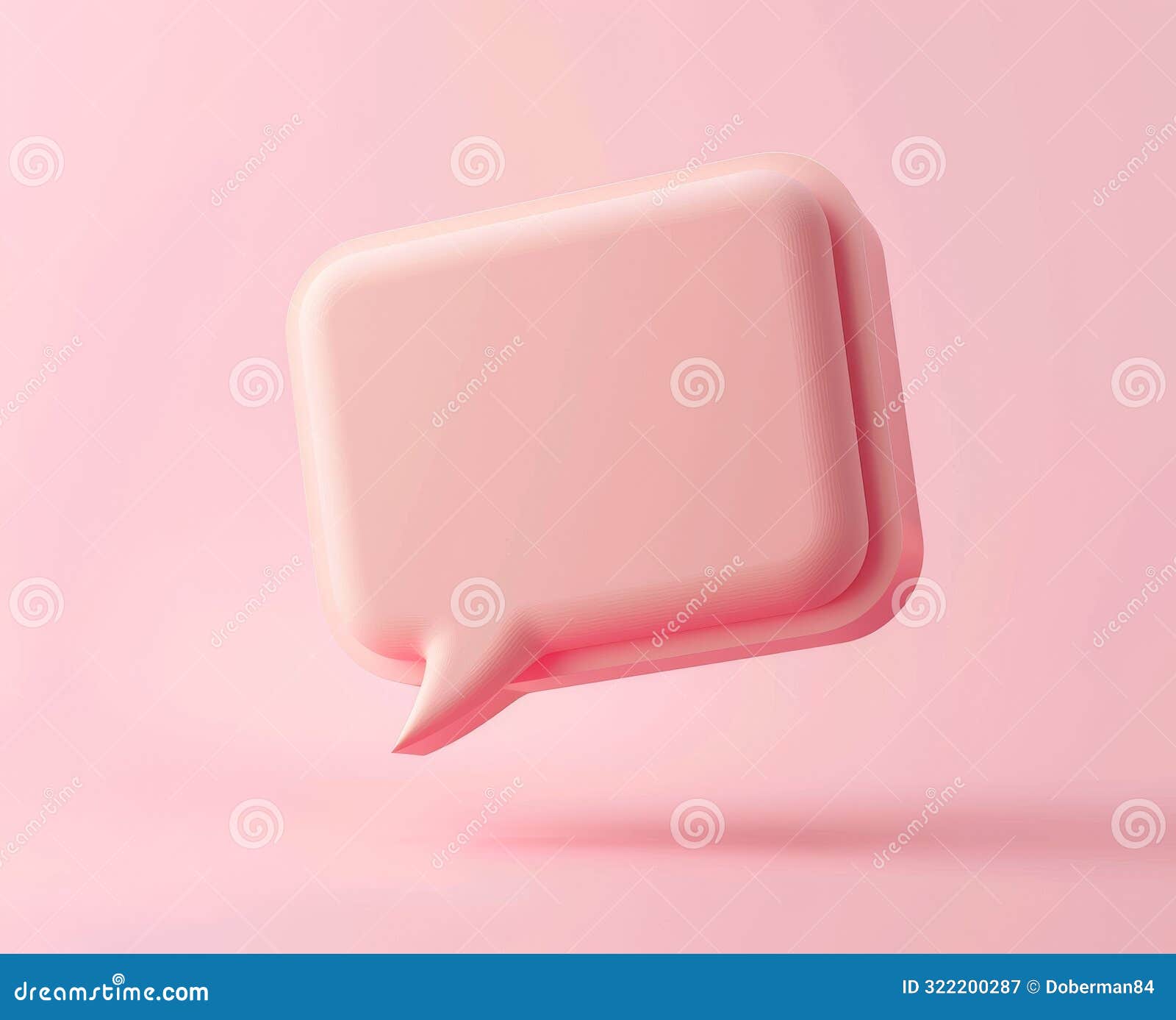 Pink Rectangular Speech Bubble Icon Floating Against a Soft Background ...