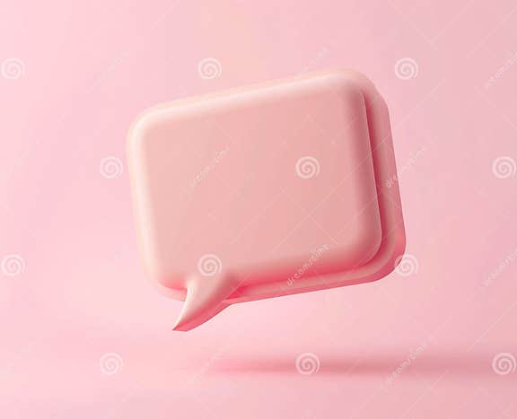 Pink Rectangular Speech Bubble Icon Floating Against a Soft Background ...