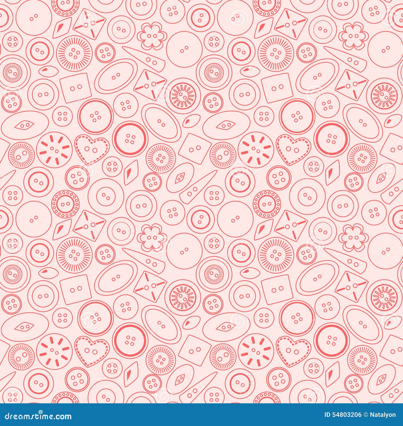 Pink and Red Craft Buttons Seamless Pattern, Vector Stock Vector ...