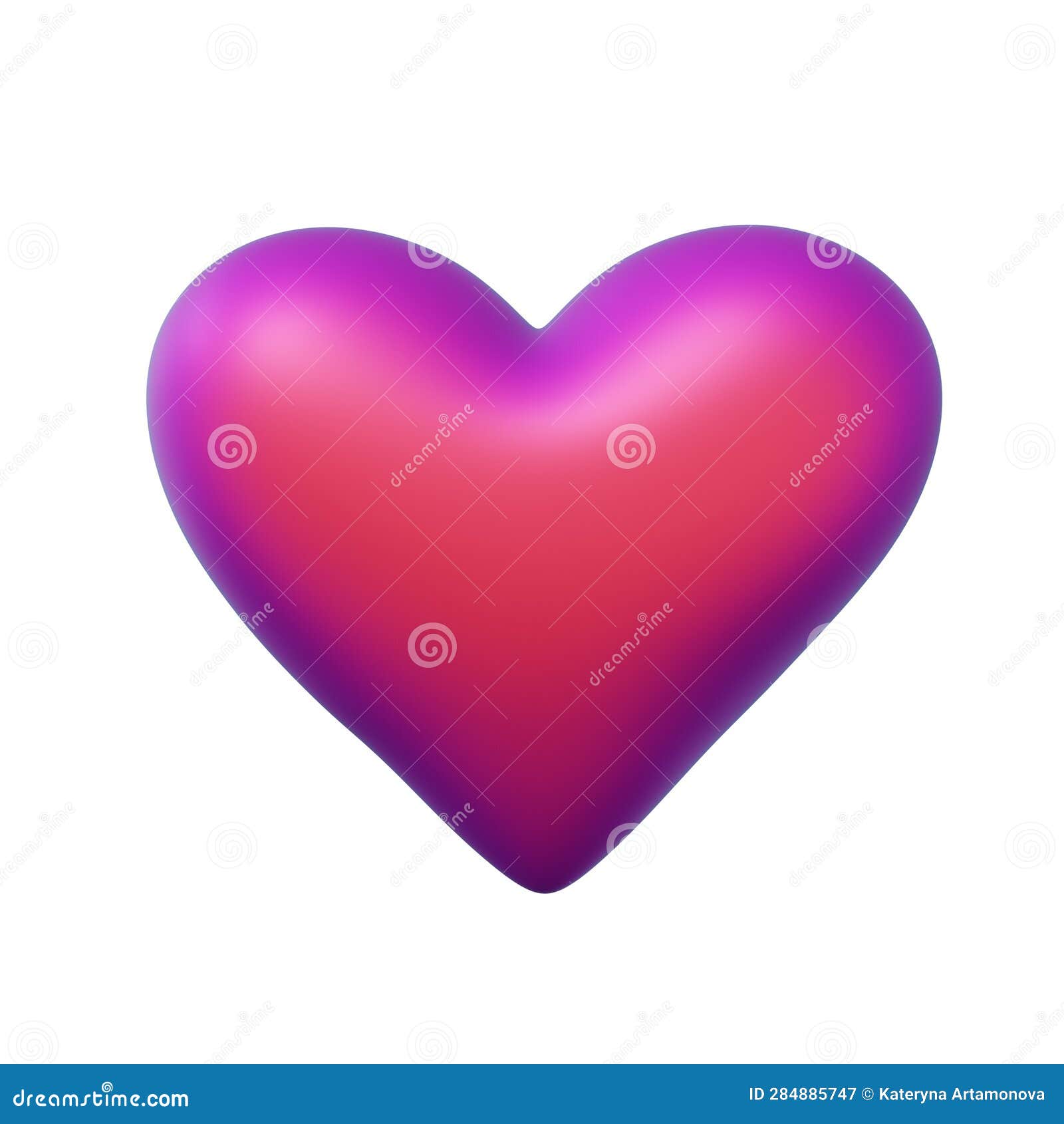 Pink Red Gradient 3D Heart. Isolated on White Background. Realistic ...