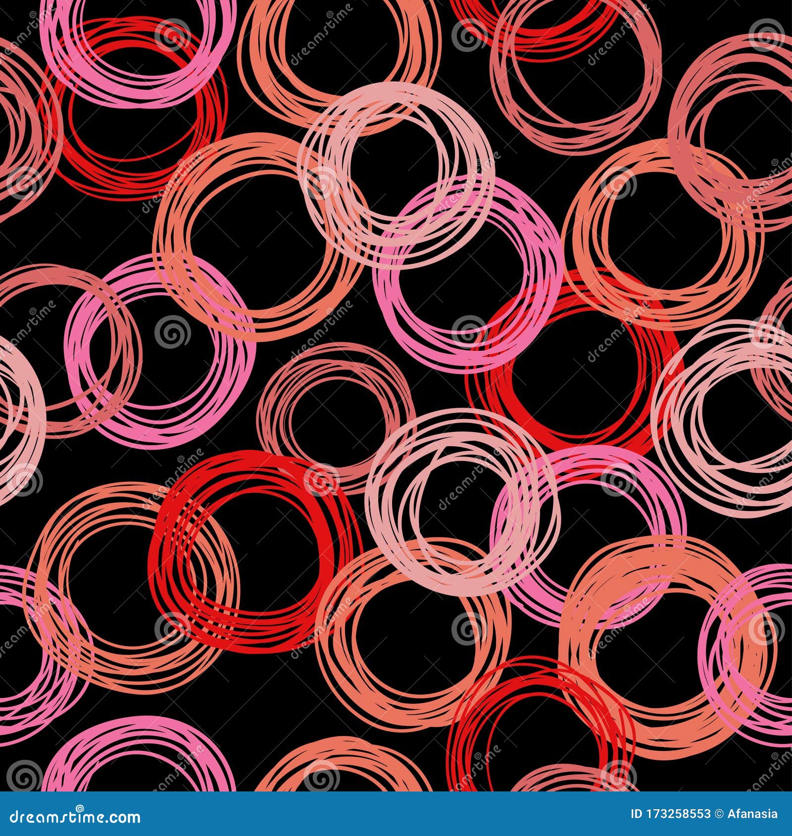 Pink and Red Hand Drawn Circles Pattern. Seamless Abstract Background ...