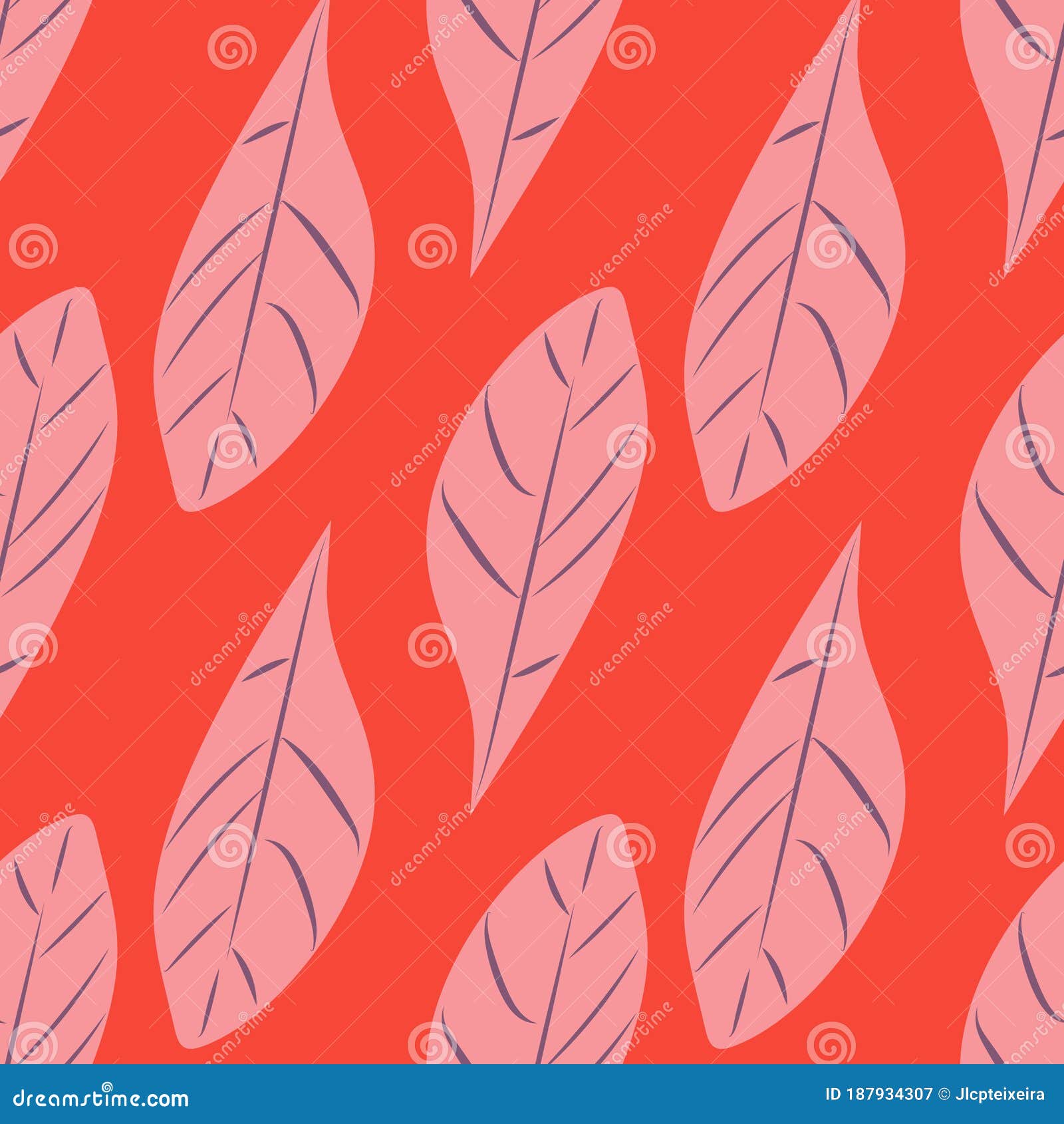 Pink and Red Leaves Seamless Feminine Pattern Stock Illustration ...