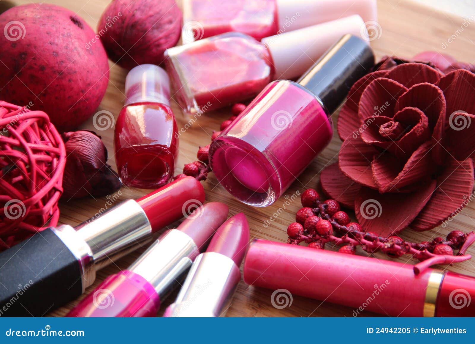 Pink and Red Makeup Composition Stock Image - Image of color, flower ...