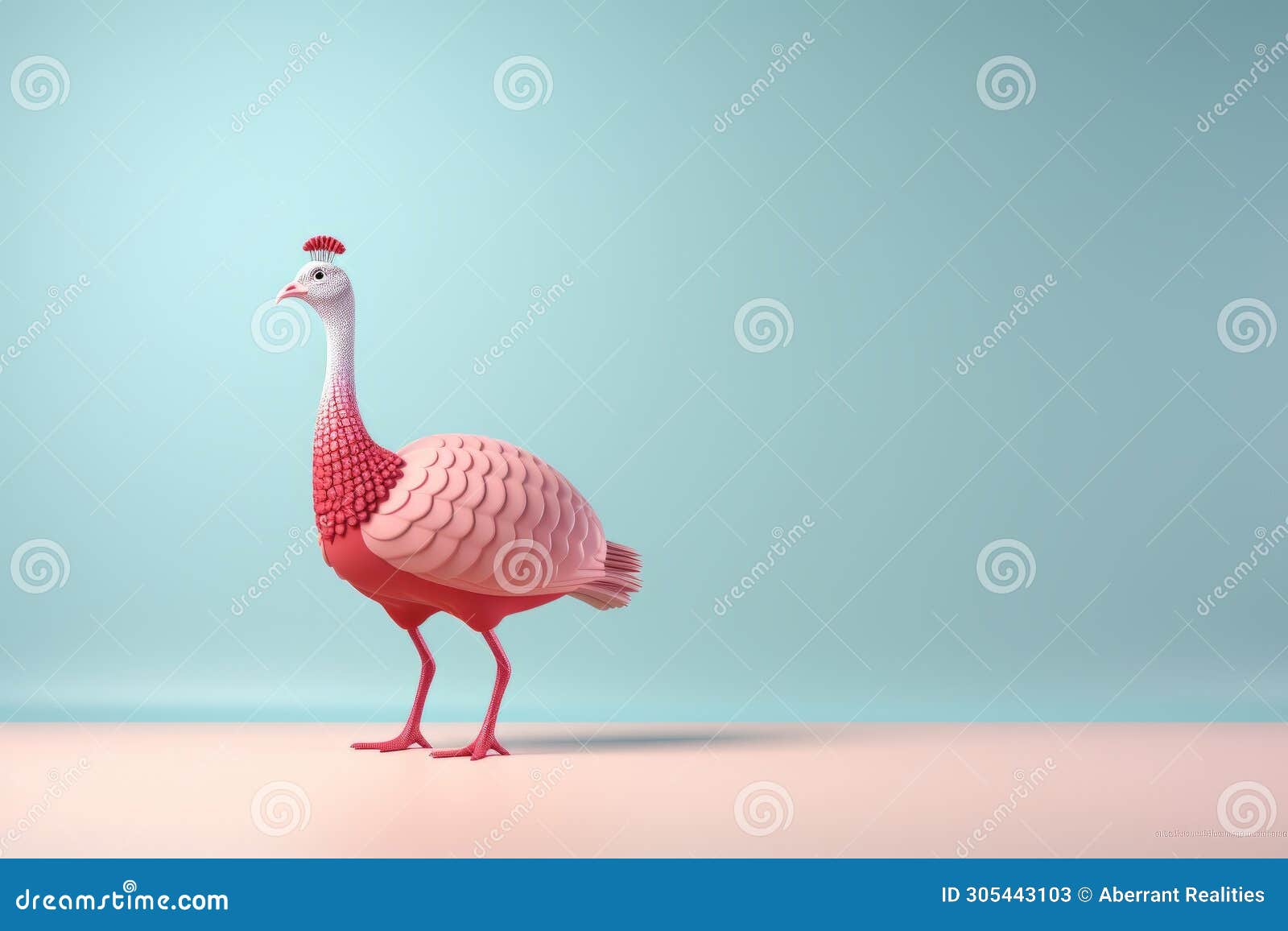 A Pink and Red Ostrich Standing on a Blue Background Stock Illustration ...