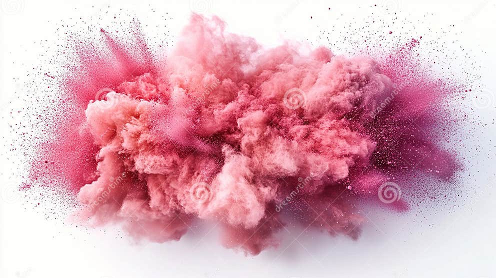 Pink and Red Powder Explosion on White Background Stock Illustration ...