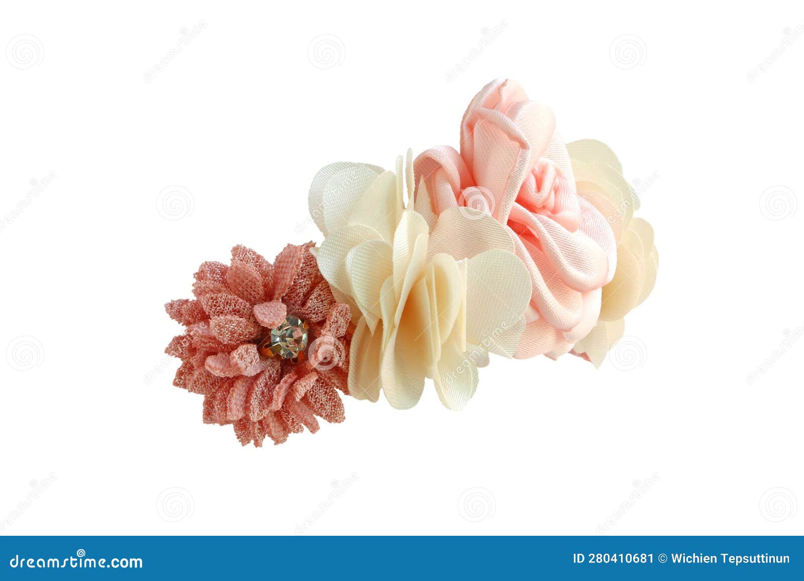 Pink Red Rose Flower Crown Side View Isolated on White Background with ...