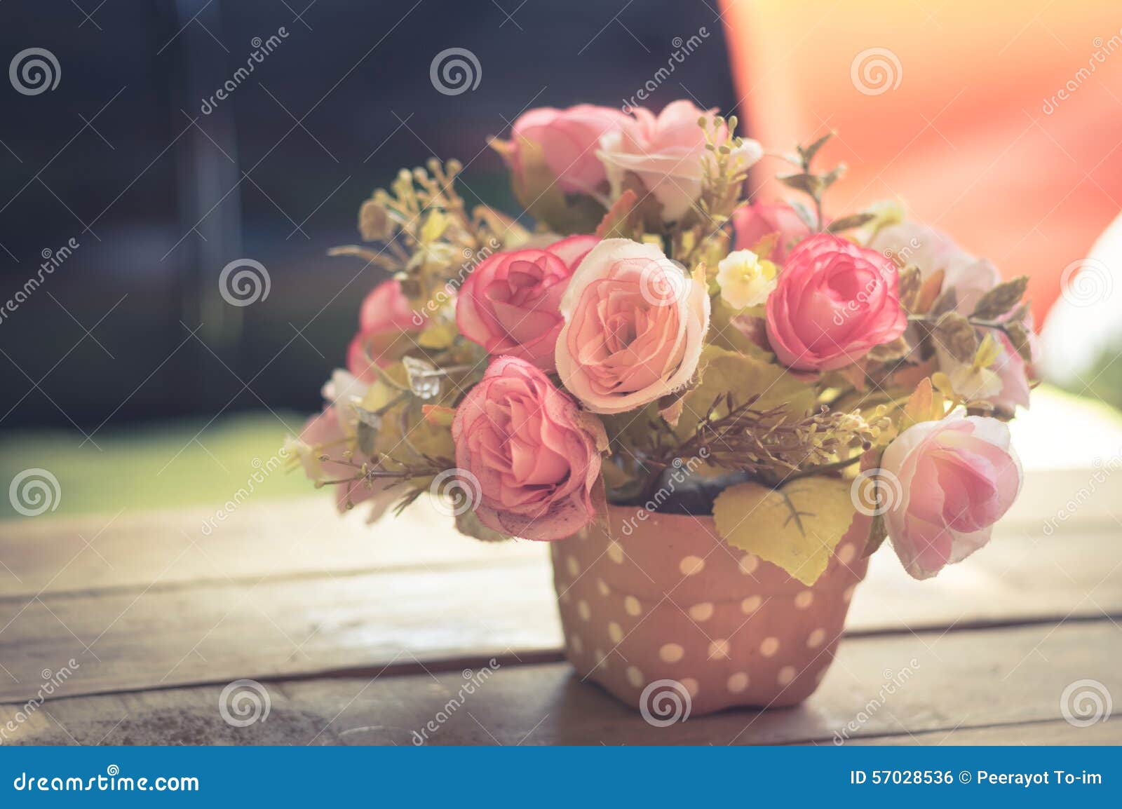 Pink and red rose in vase stock photo. Image of stone - 57028536