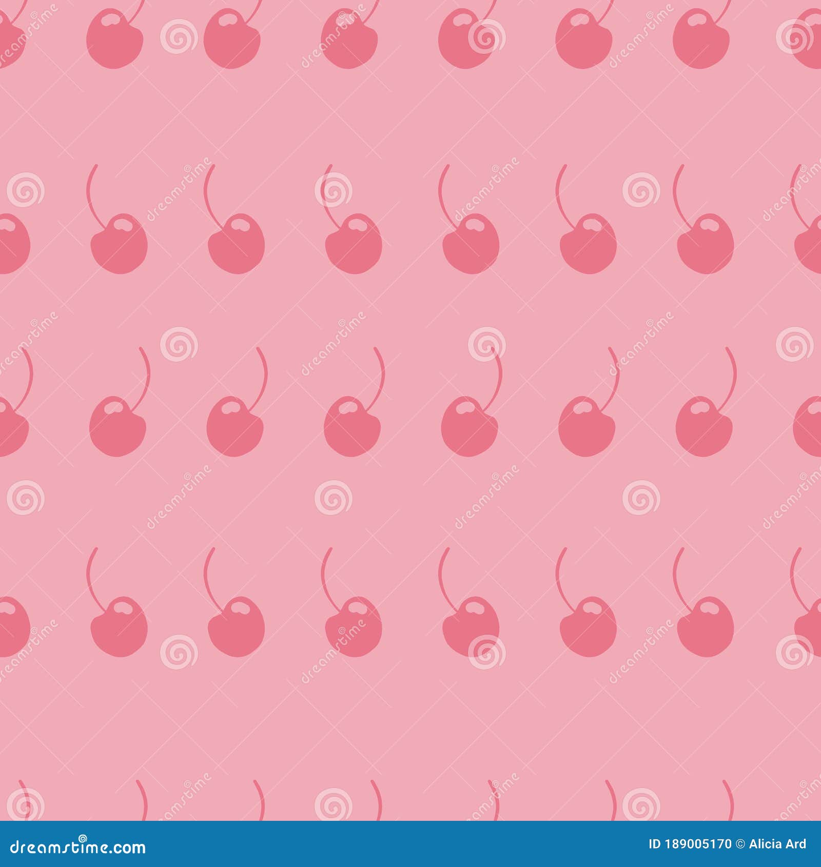 Pink and Red Simple Seamless Repeat Vector Cherry Pattern. Stock Vector ...