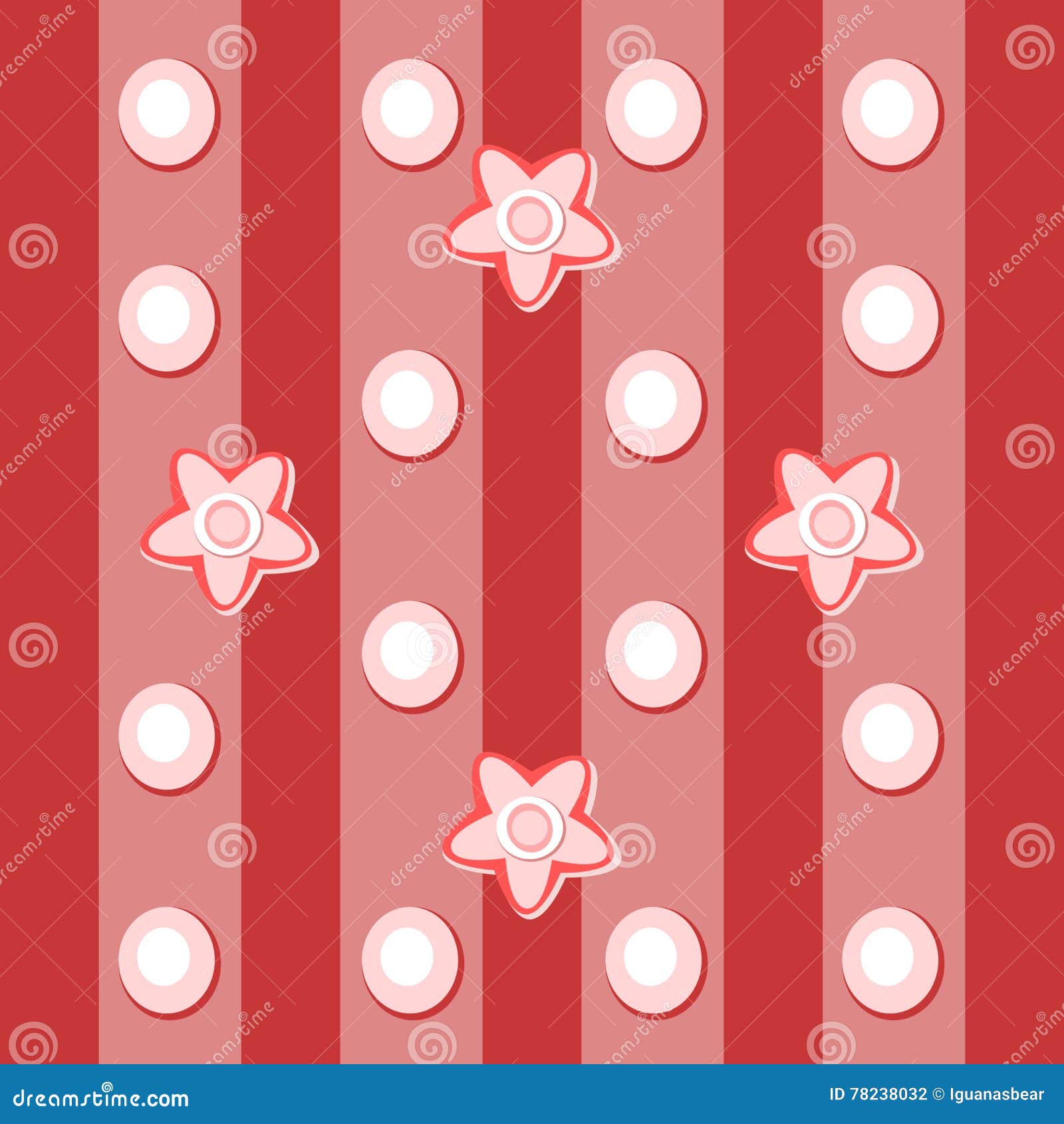 Pink Red White Floral Spotted Striped Tile Stock Vector - Illustration ...