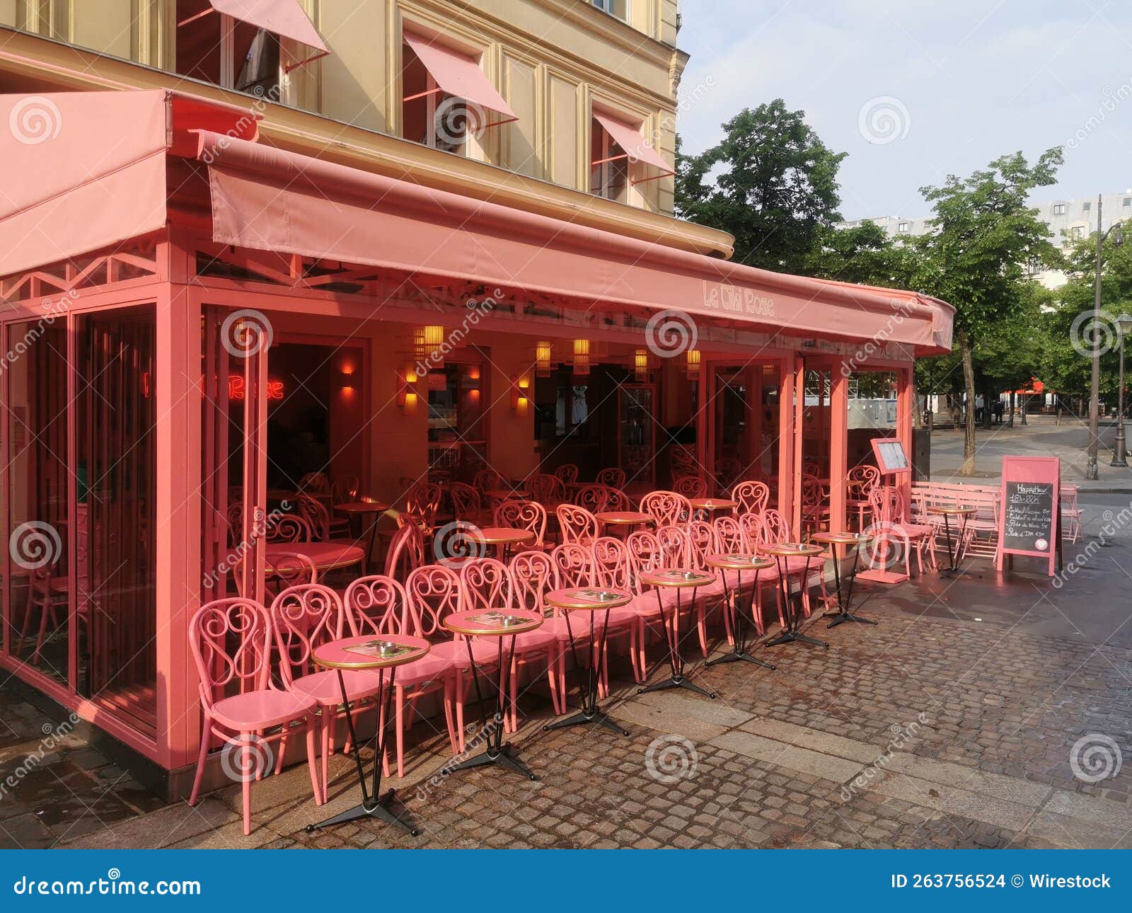 Pink Restaurant in the Center of Paris Editorial Stock Image - Image of ...