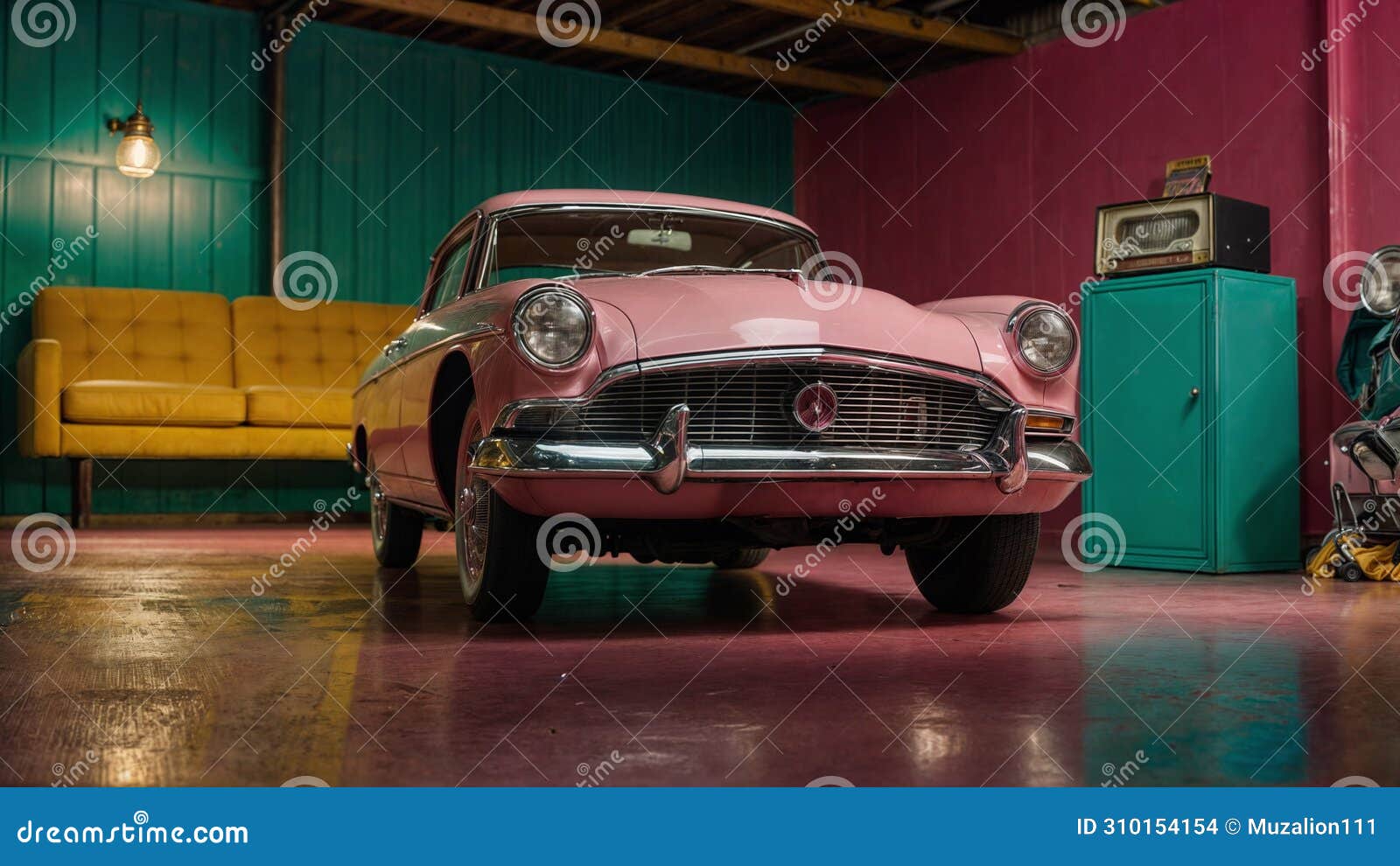 Pink Retro Car stock photo. Image of pink, chrome, ancient - 310154154