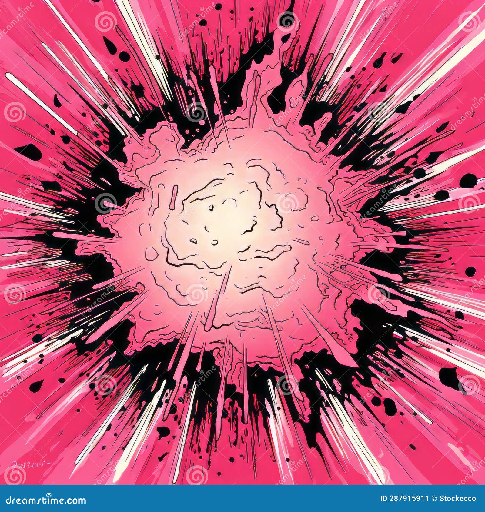 Pink Retro Comic Book Style Supernova Explosion Stock Image - Image of ...