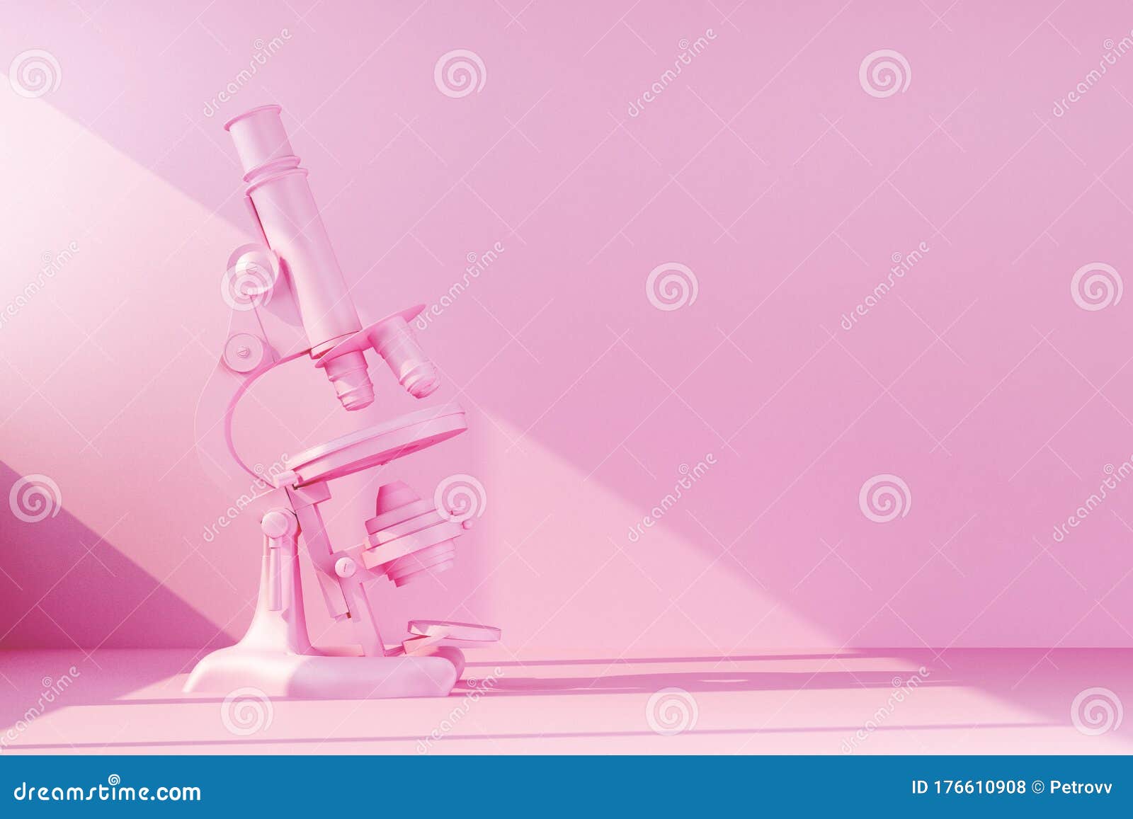 Pink Retro Microscope Illuminated by Ray of Light Stock Illustration ...