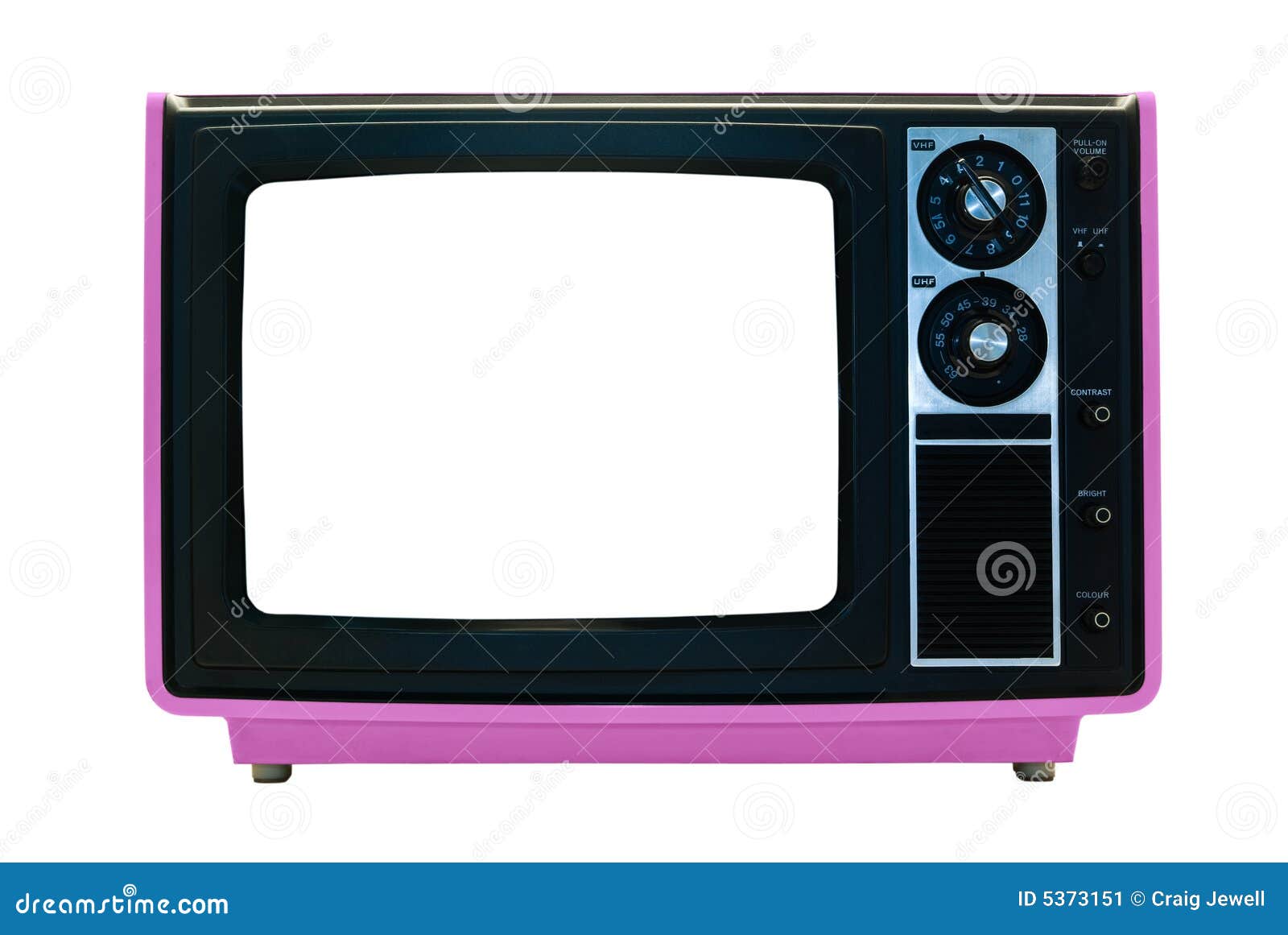 Pink Retro TV Isolated with Clipping Paths Stock Image - Image of ...