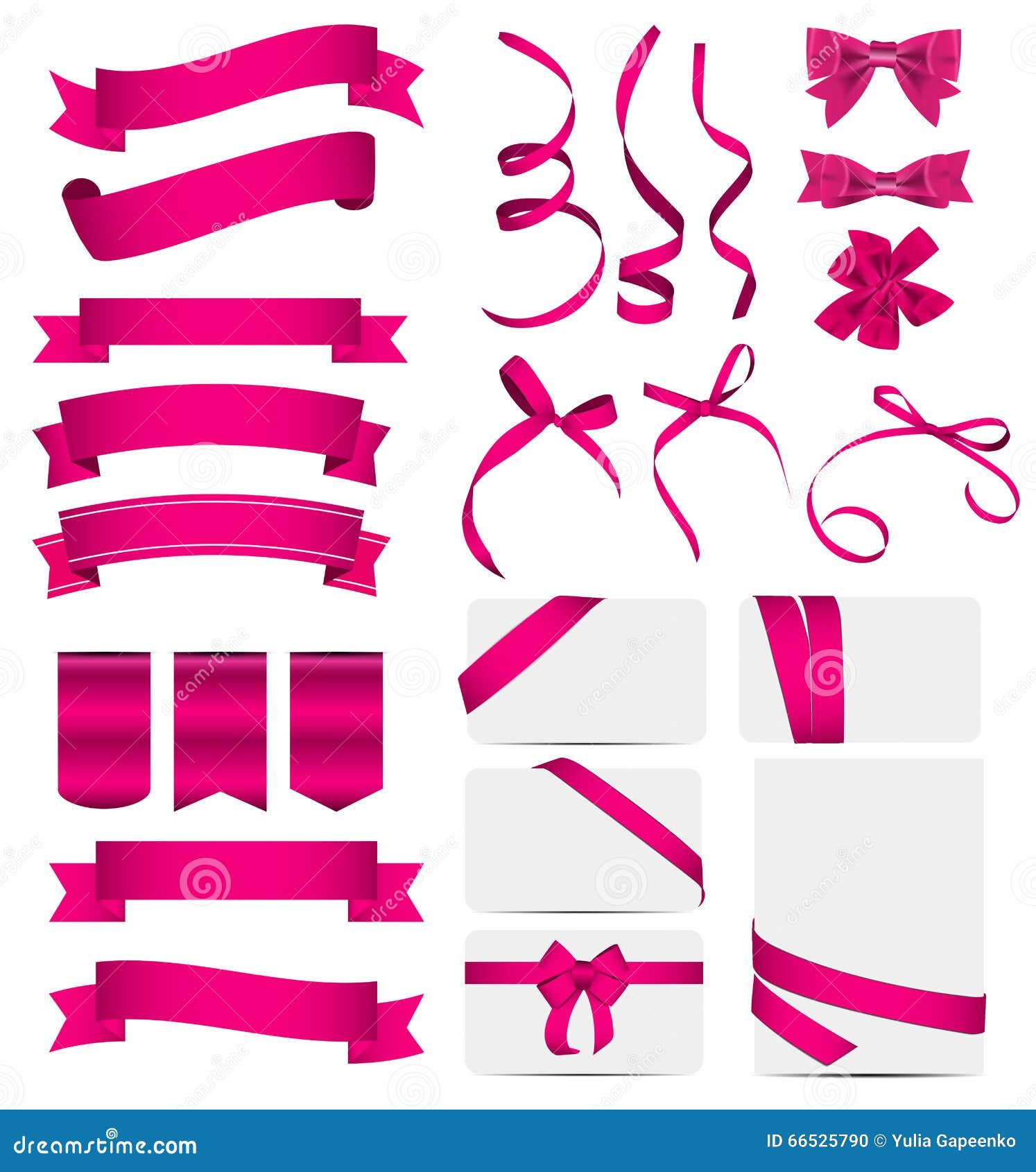 Pink Ribbon and Bow Set. Vector Illustration Stock Vector ...
