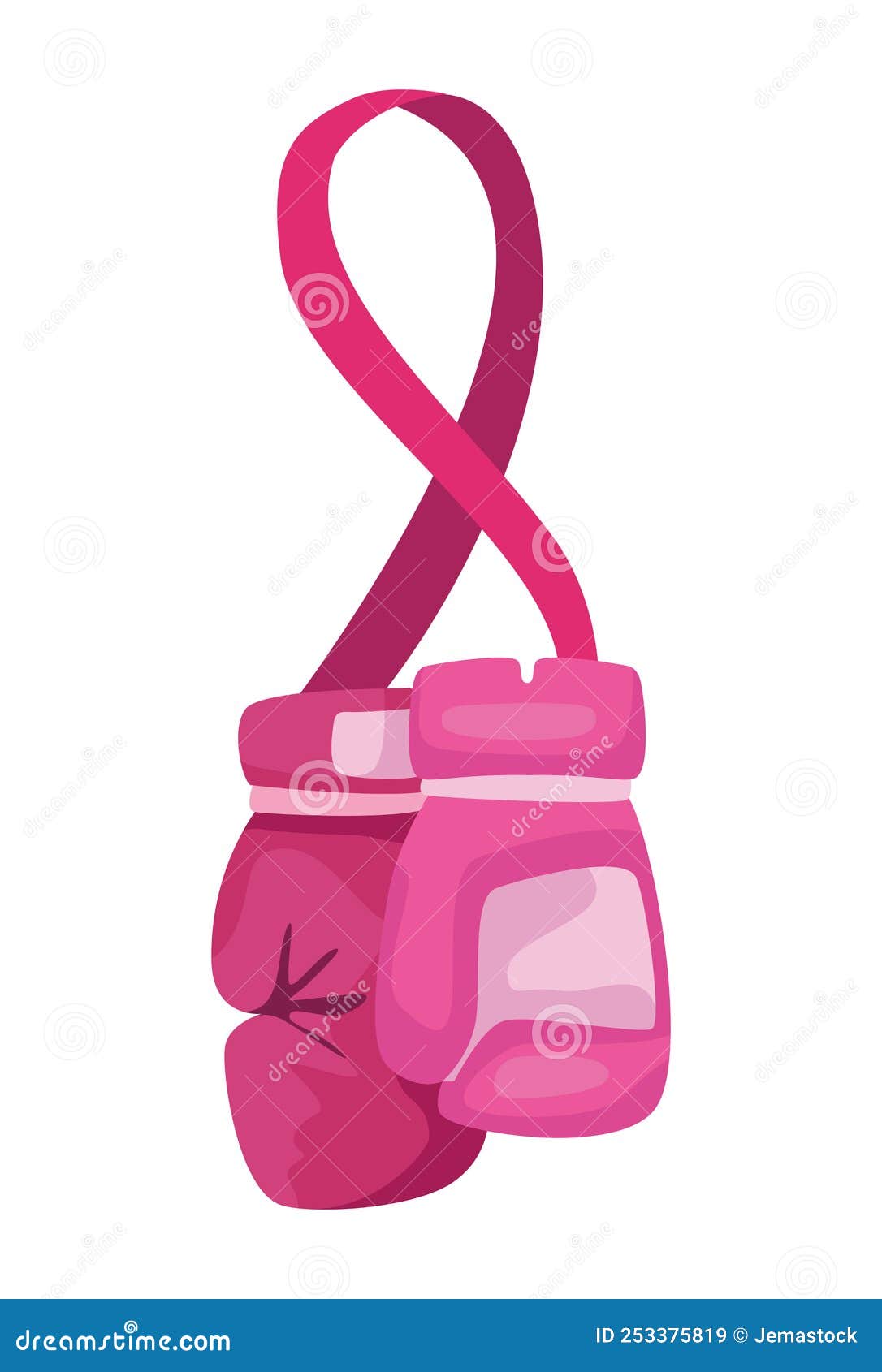 Pink Ribbon and Boxing Gloves Stock Vector - Illustration of symbol ...