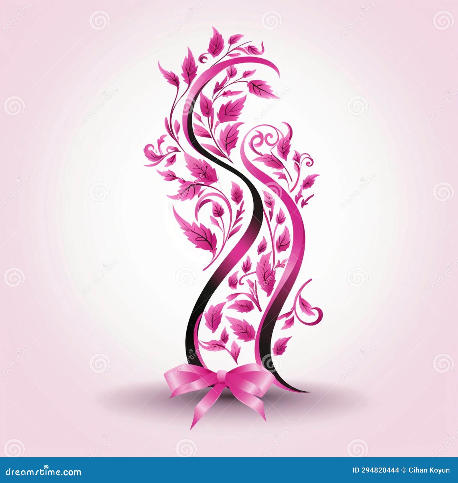Pink Ribbon for Charity Hope and Support Stock Illustration ...