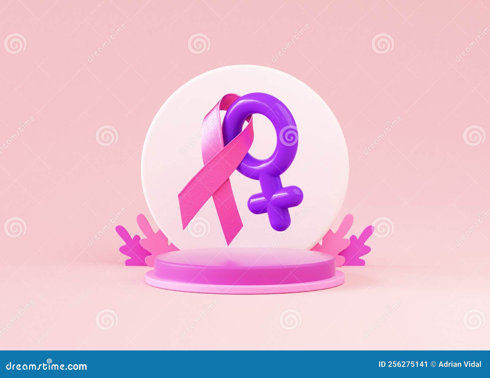 A Pink Ribbon And Female Symbol For Breast Cancer Awareness Month Flyer