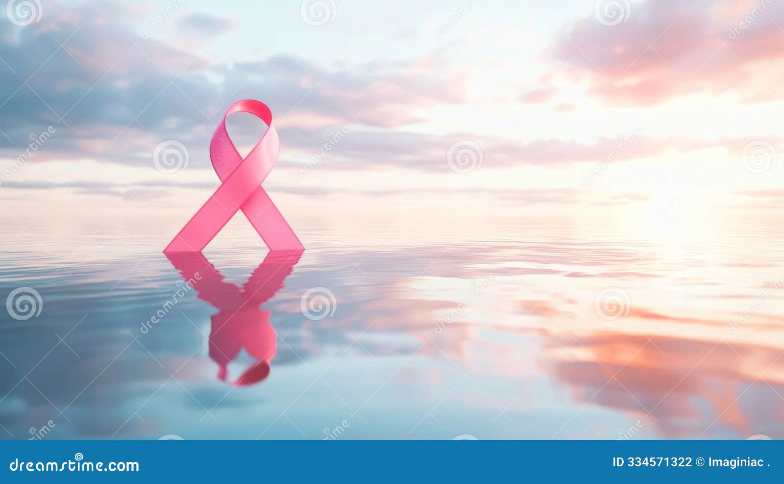 Pink Ribbon Floating on Water with a Cloudy Sky Background Stock ...