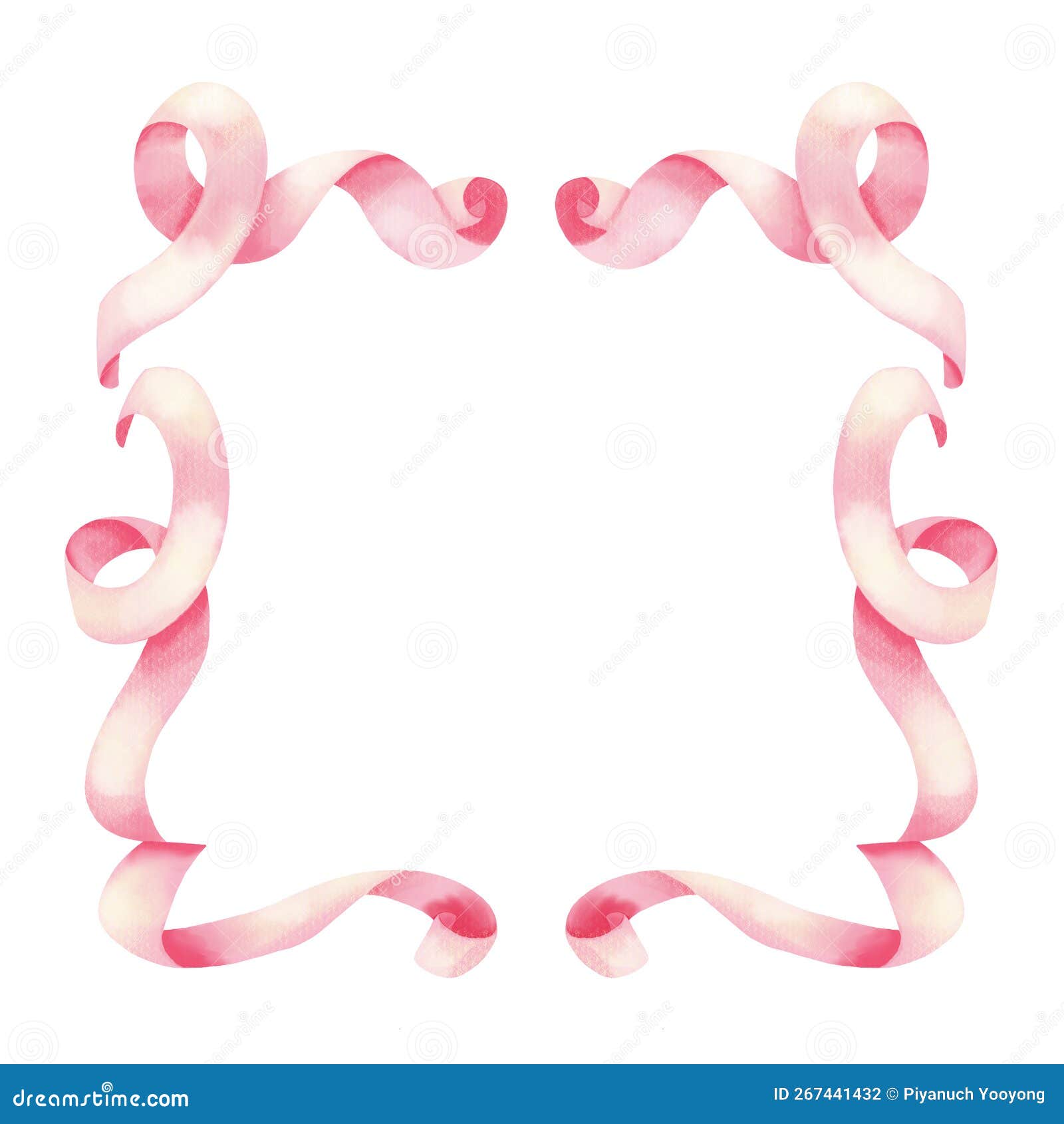 Pink Ribbon frame stock photo. Image of artwork, watercolor - 267441432