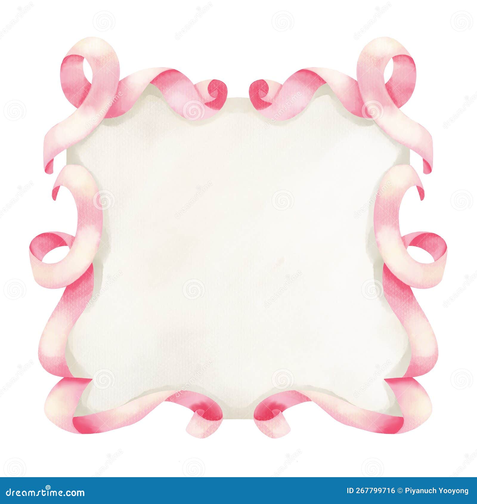 Pink Ribbon Frame on WhitePaper Stock Illustration - Illustration of ...