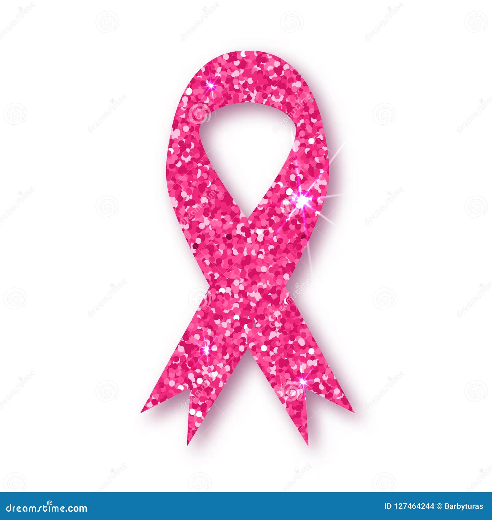 Pink Ribbon Pink Glitter Ribbon Symbol Of Breast Cancer Awareness On