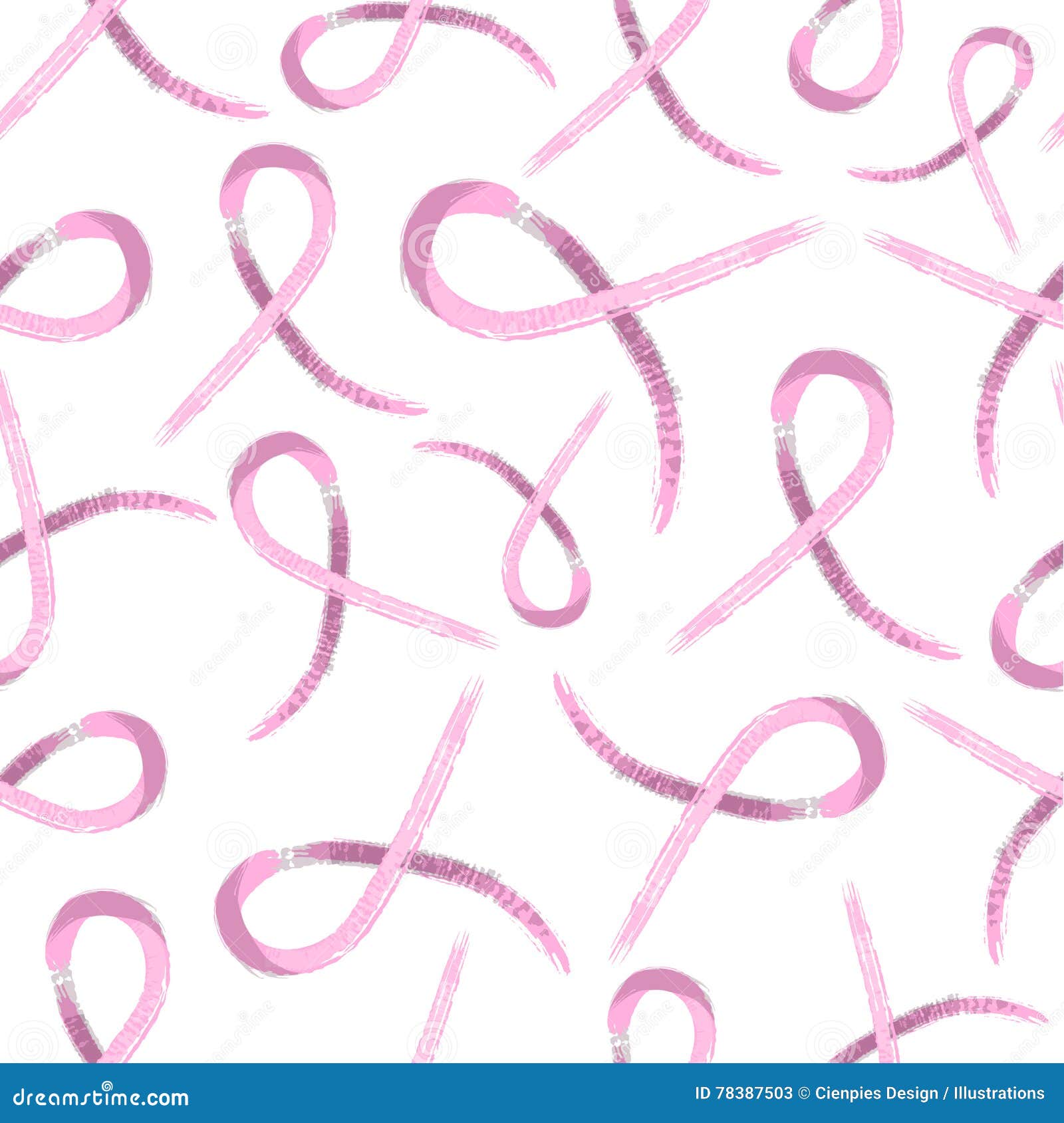 Pink Ribbon Hand Drawn Pattern for Breast Cancer Stock Vector ...