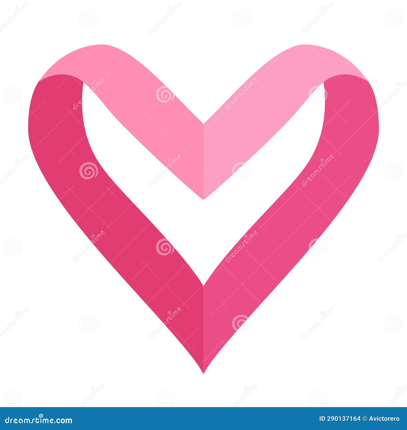 Pink Ribbon Heart Shape Symbol Stock Vector - Illustration of heart ...