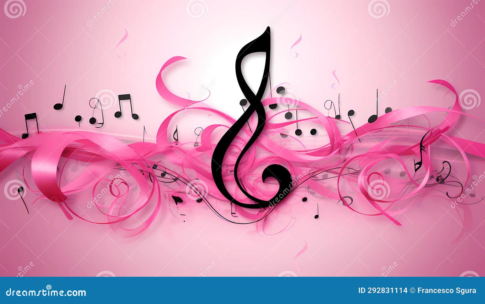 Pink Ribbon Intertwined with Musical Notes Stock Photo - Image of ...
