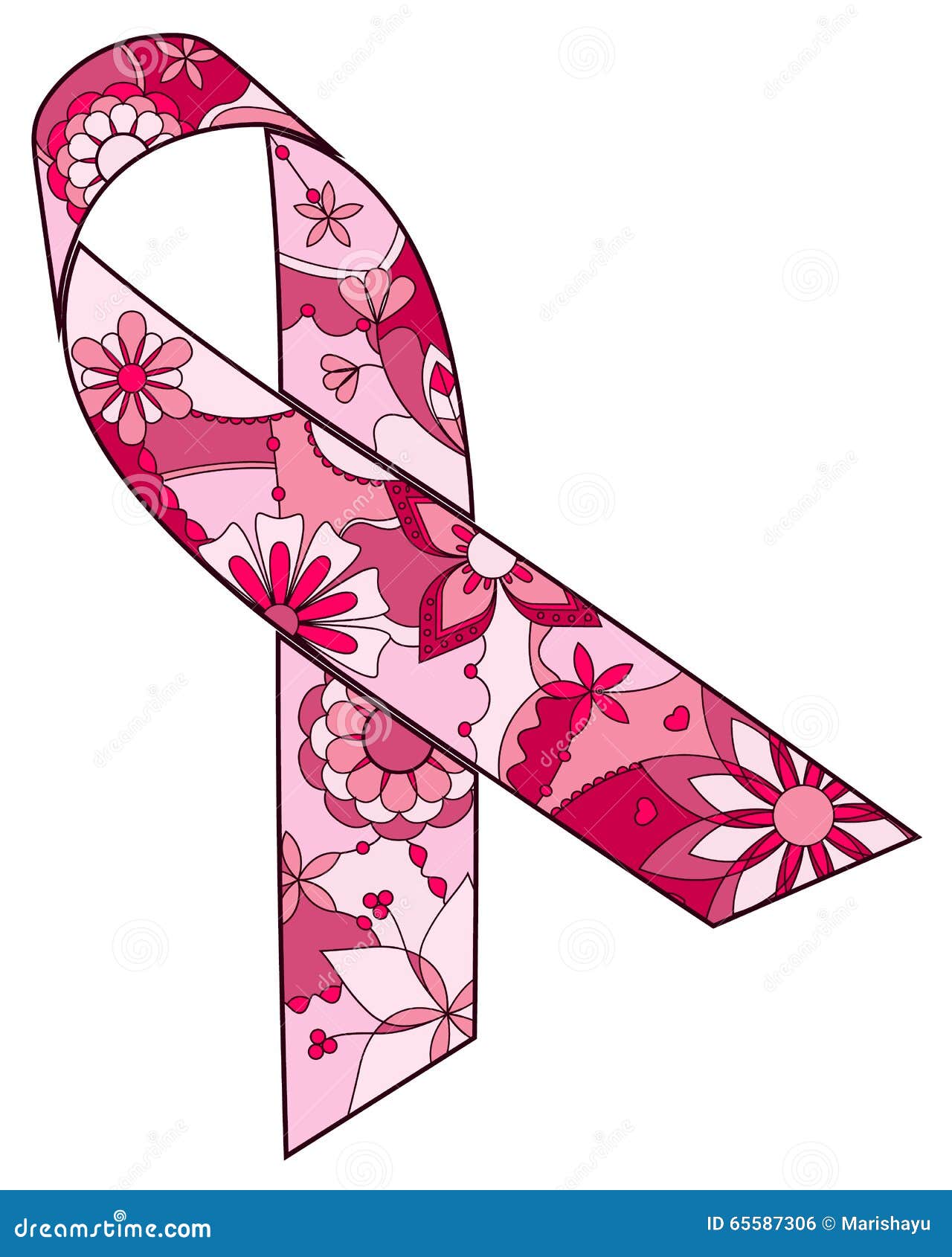 Pink Ribbon Painted Silhouette Stock Vector - Illustration of mammary ...