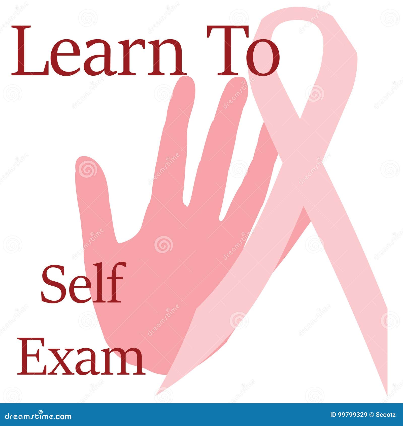 Pink ribbon self exam stock illustration. Illustration of exam - 99799329