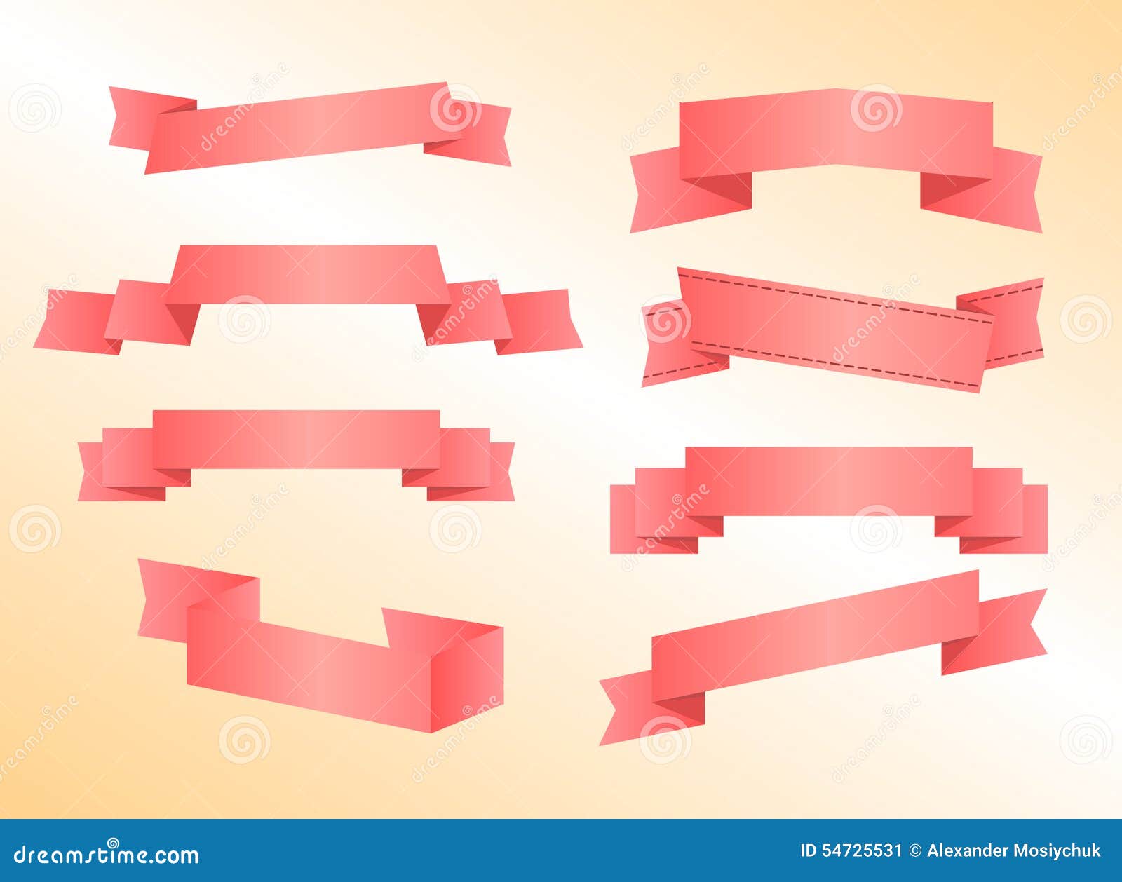 Pink Ribbon Set stock vector. Illustration of line, label - 54725531