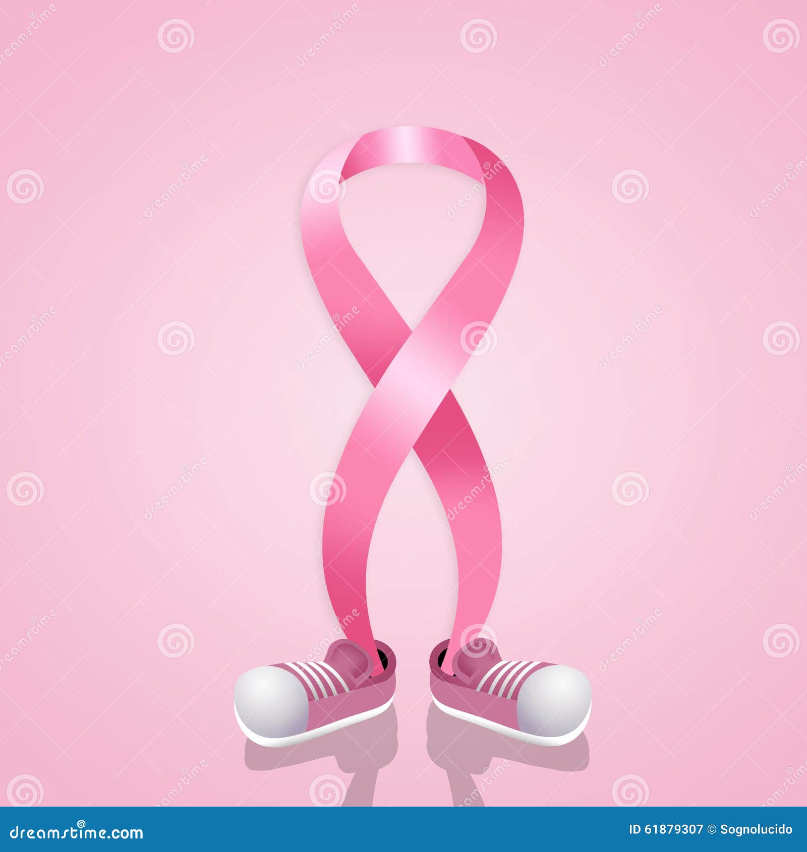 Pink ribbon with shoes stock illustration. Illustration of awareness ...