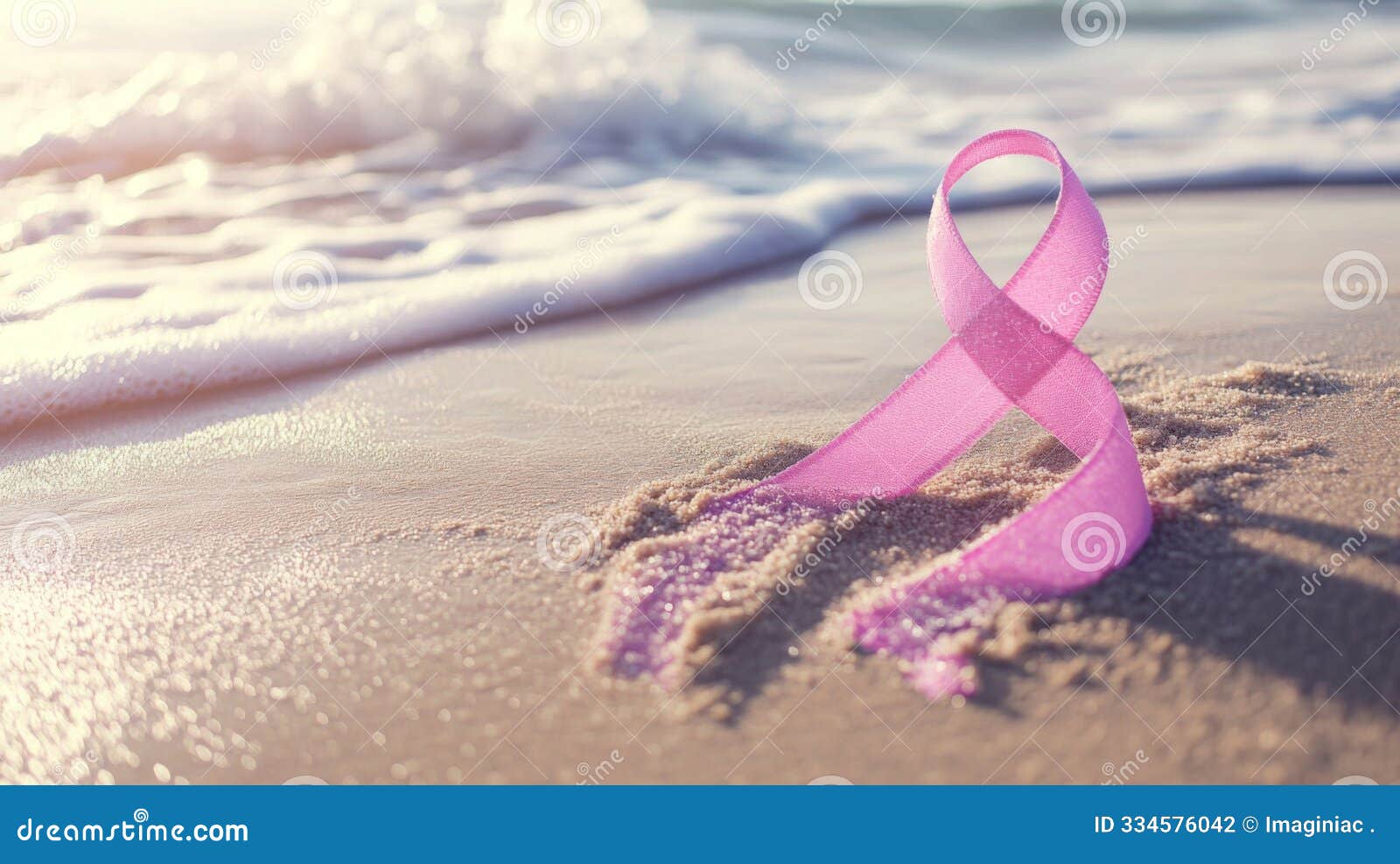 Pink Ribbon Symbol on a Sandy Beach Stock Illustration - Illustration ...