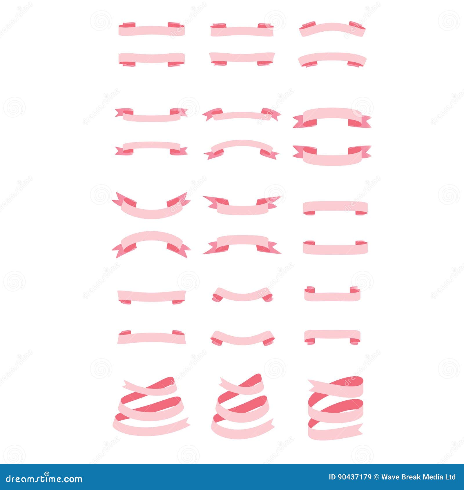 Pink Ribbon Vector Banners Set Stock Vector - Illustration of ...