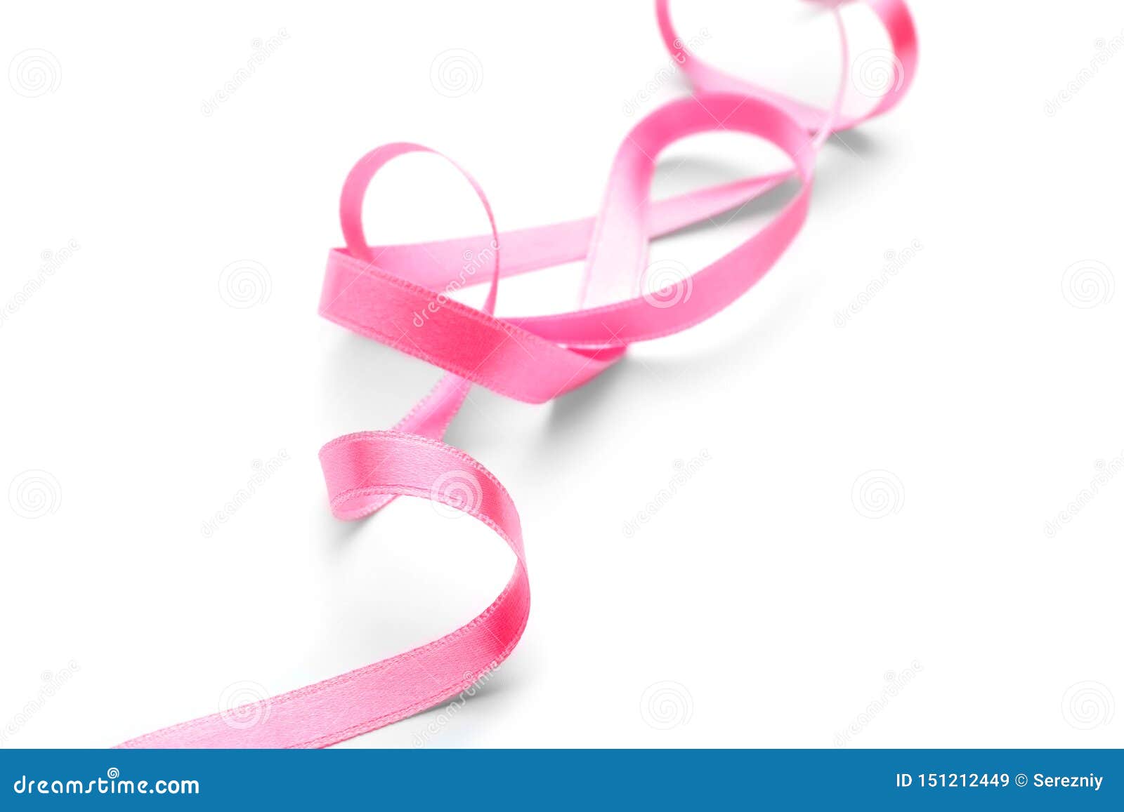 Pink Ribbon on White Background Stock Image - Image of decoration ...