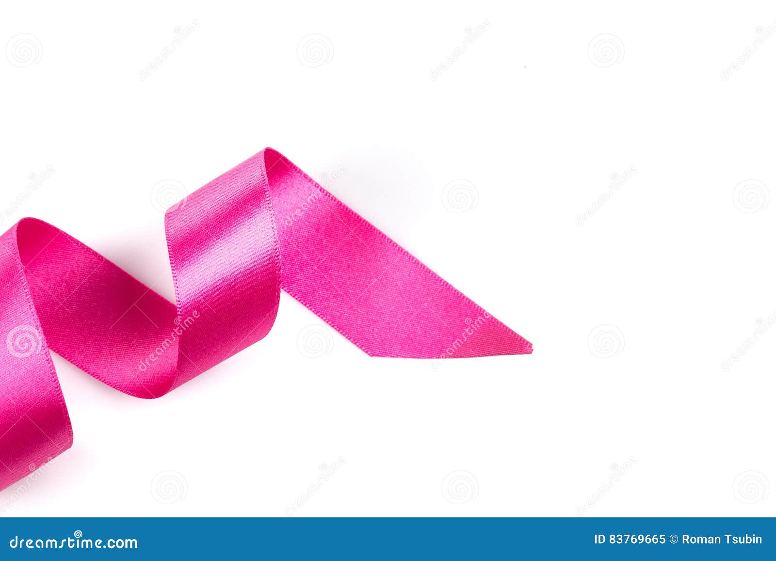 Pink ribbon on white stock image. Image of cord, streamers - 83769665