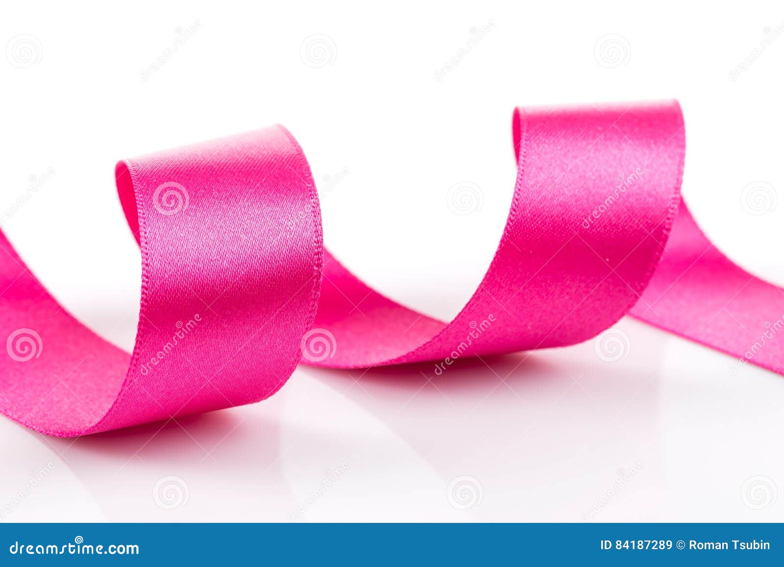 Pink ribbon on white stock image. Image of gift, coil - 84187289