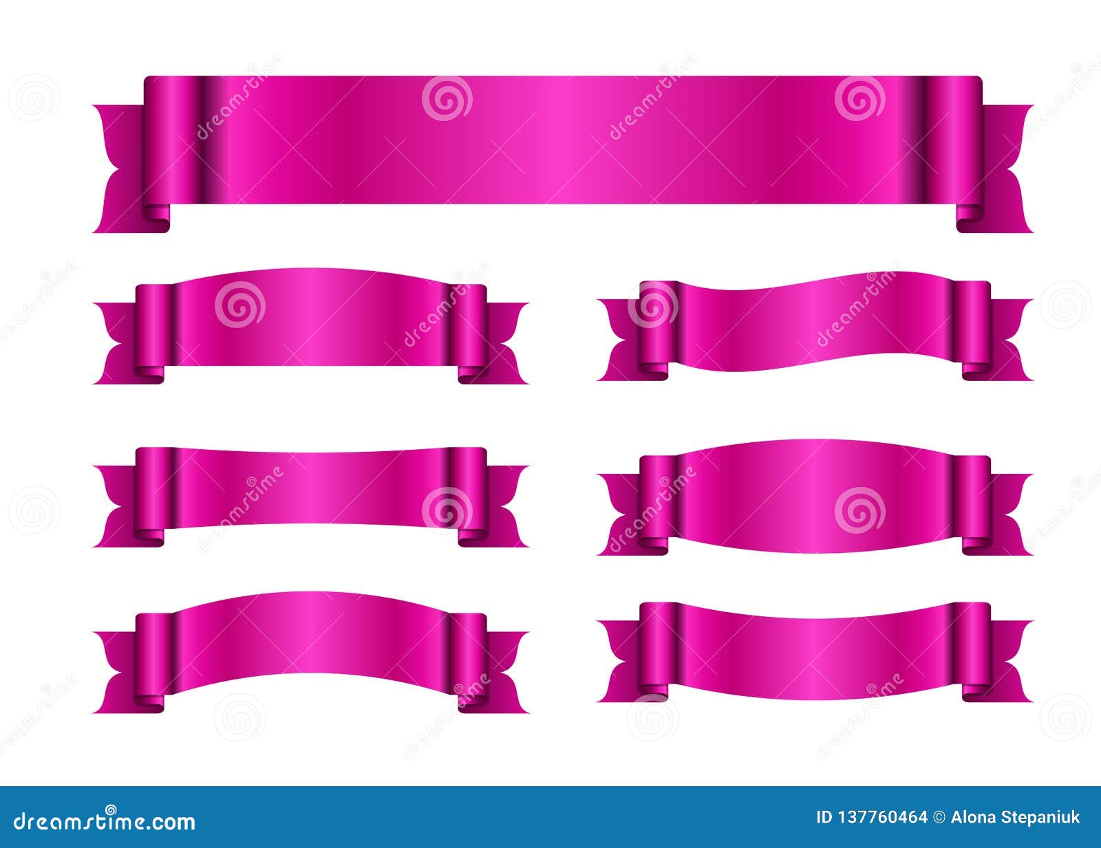 Pink ribbons banners set stock vector. Illustration of blank - 137760464