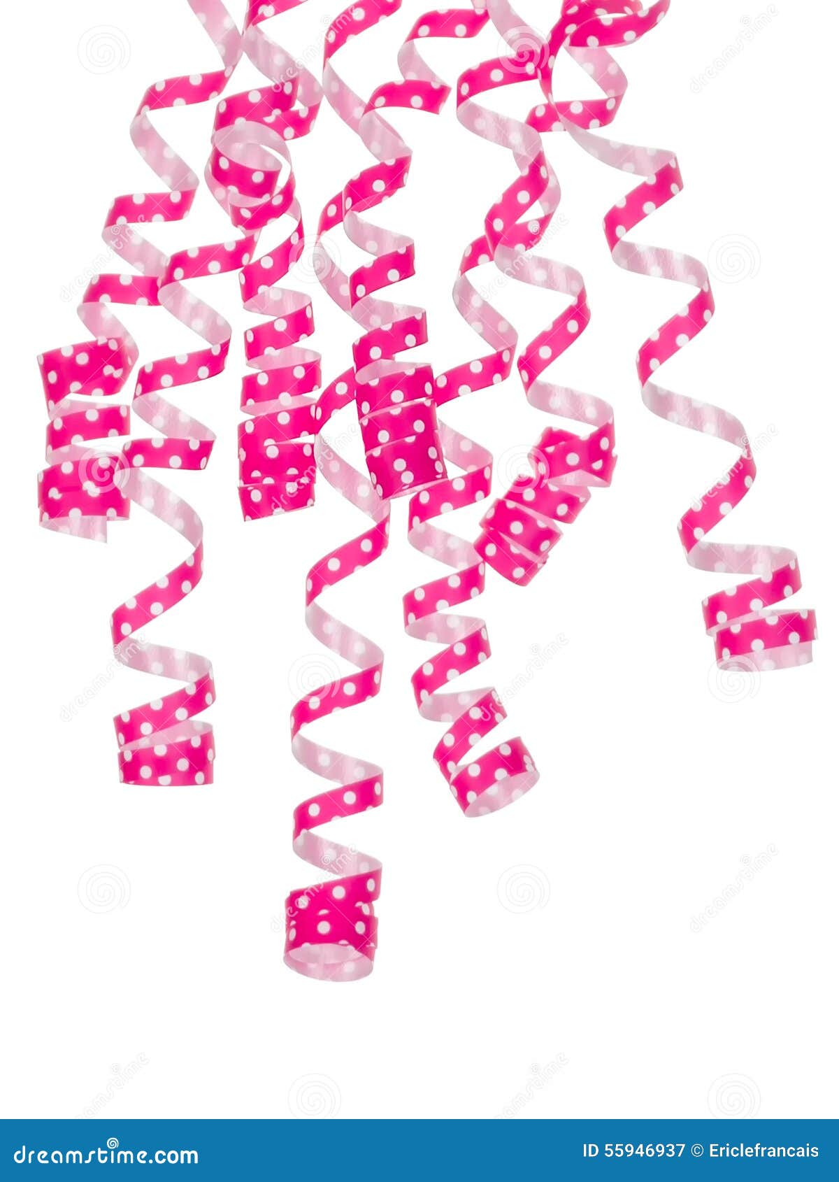Pink Ribbons Hanging Front Top on White Background Stock Image - Image ...