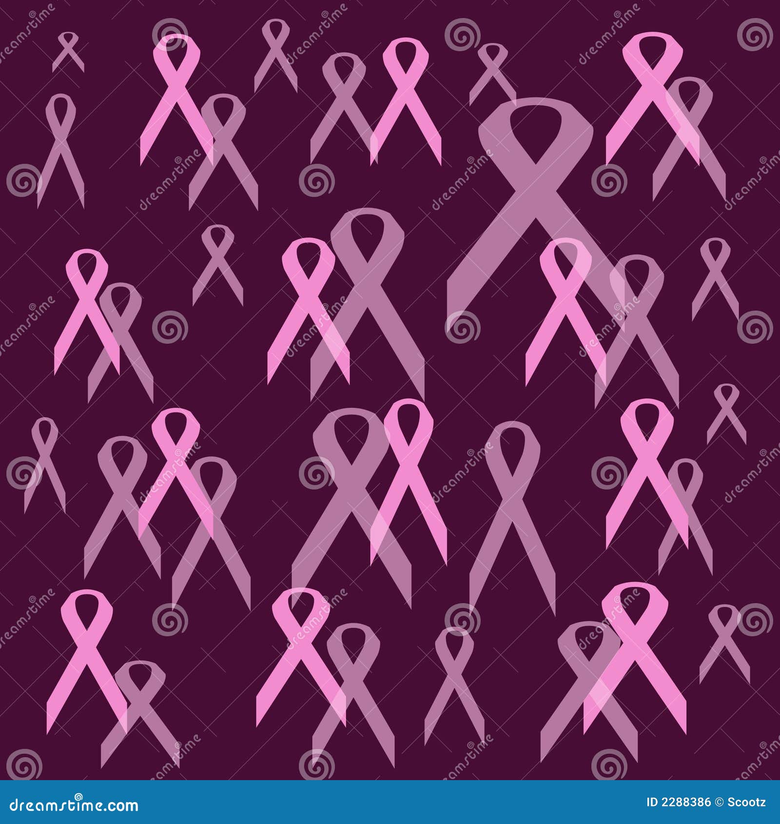 Pink ribbons scattered stock illustration. Illustration of breast - 2288386