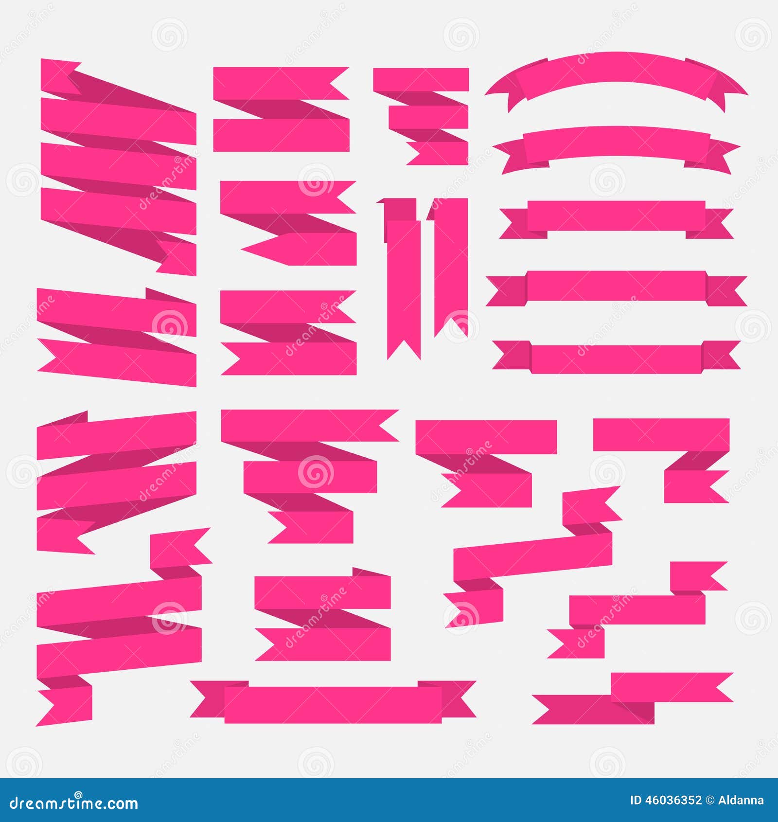 Pink Ribbons Set in Flat Style Isolated on White Stock Vector ...