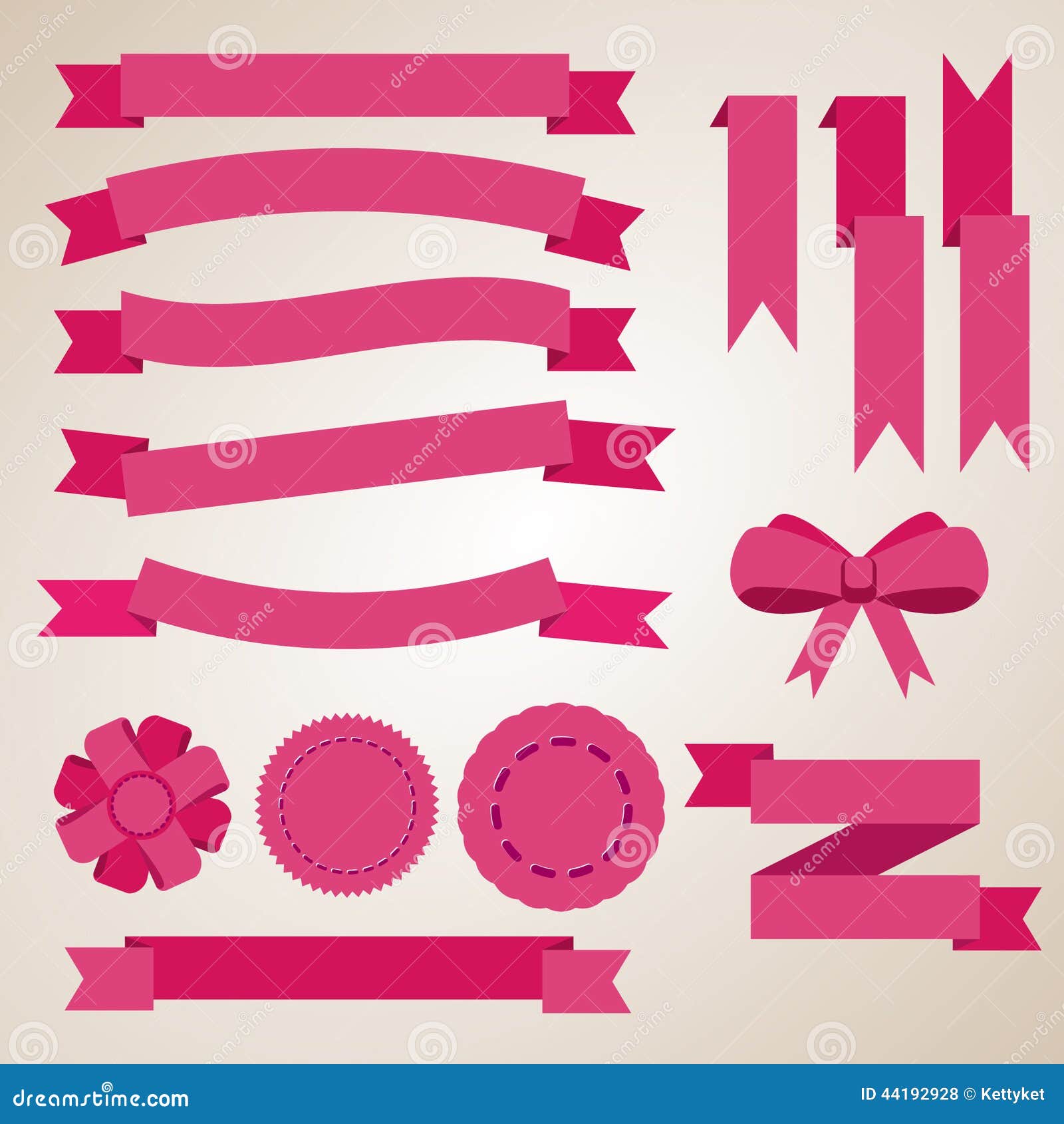 Pink ribbons set stock vector. Illustration of ribbon - 44192928